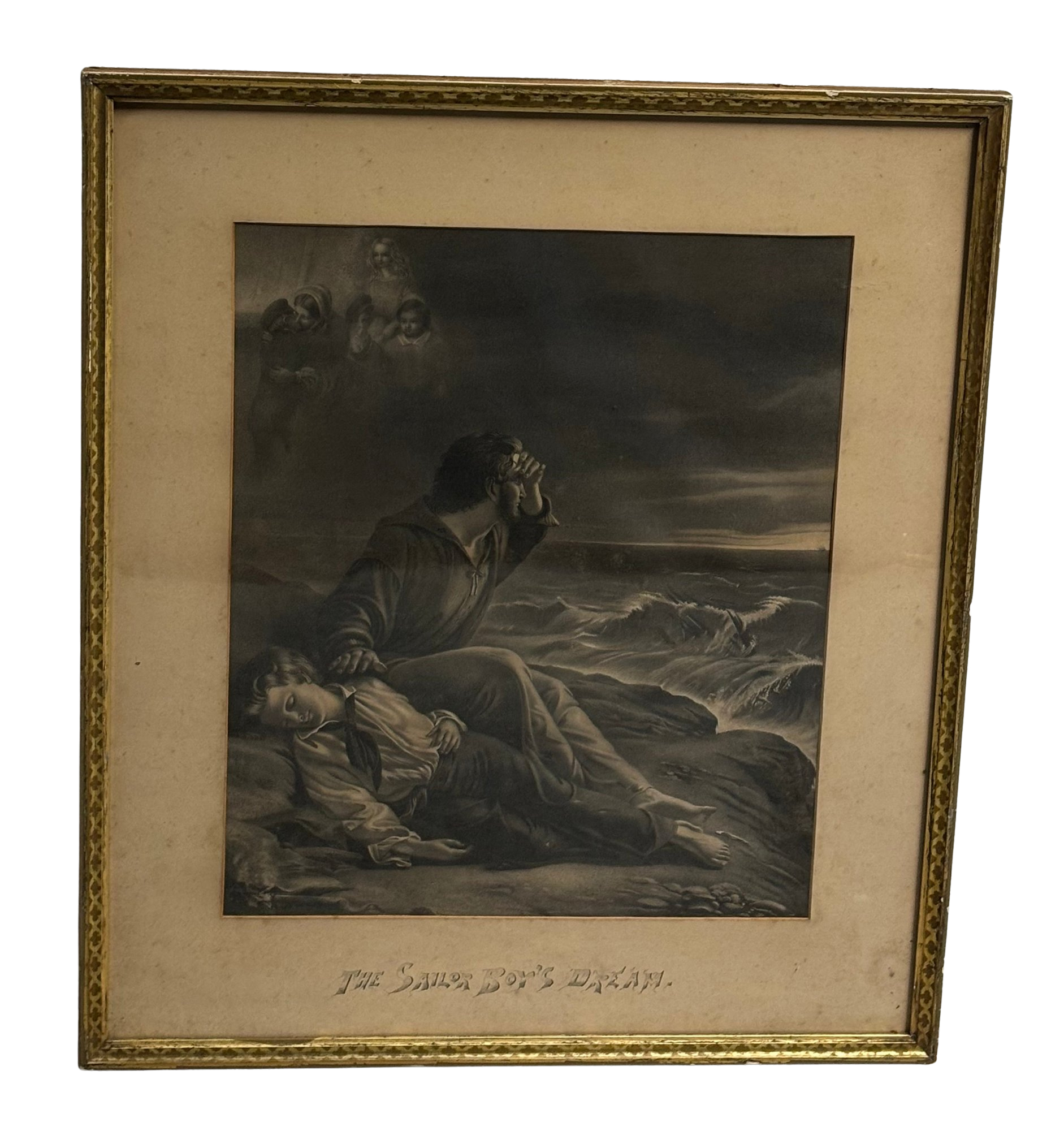 Lovely Print Lithography From 1880 The Sailor Boy's Dream - A Father ...