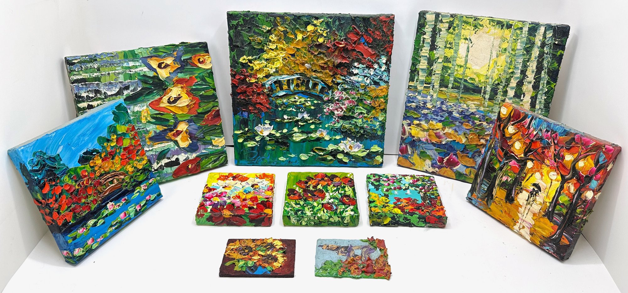 10 Beata Sasik Original Oil Paintings Of Flowers, Unframed, Mostly ...