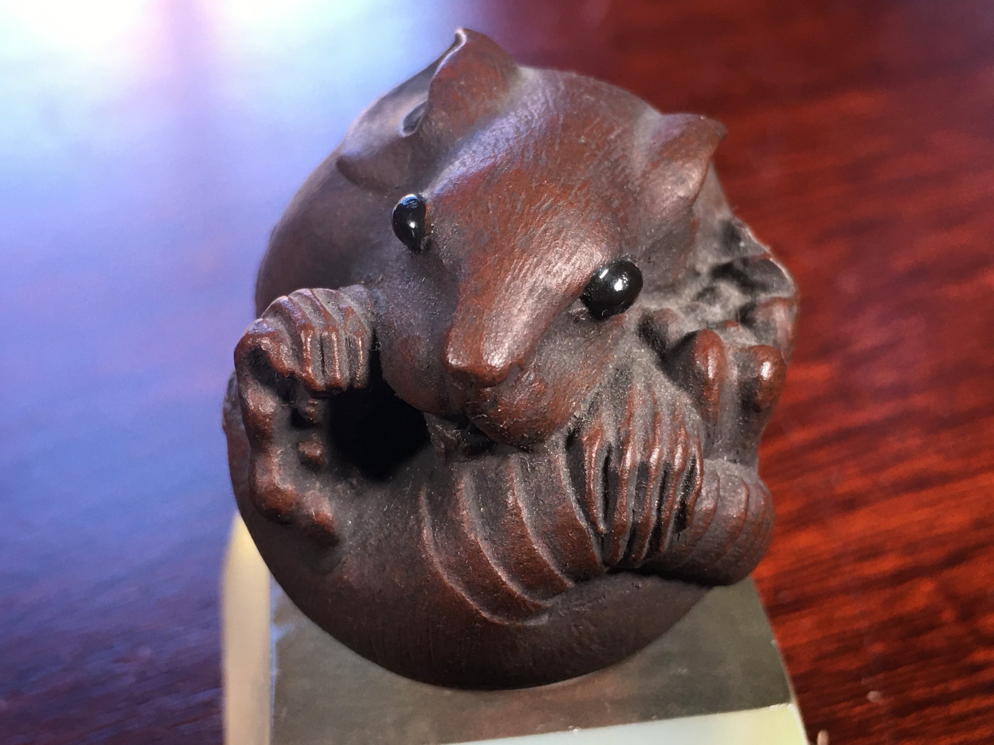 Estate Fresh - Antique Japanese Edo Period Rat Netsuke 19th C - I Believe Its Rosewood - Has ...