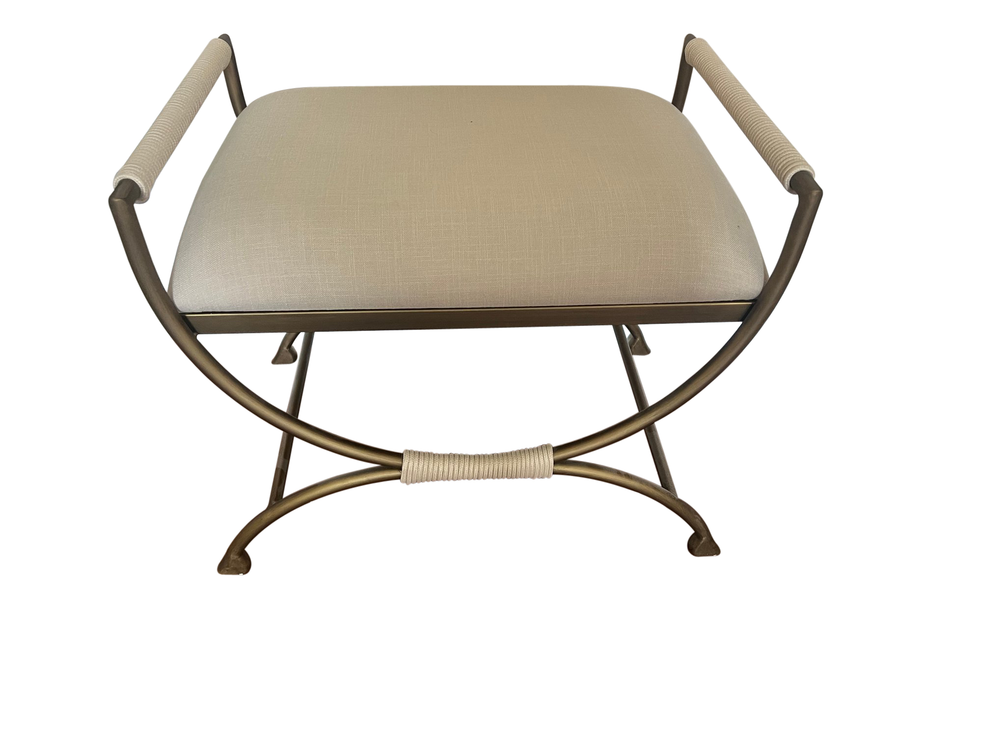 MCM Style Entryway Bench Seat By Ballard Designs With Bronze Metallic ...