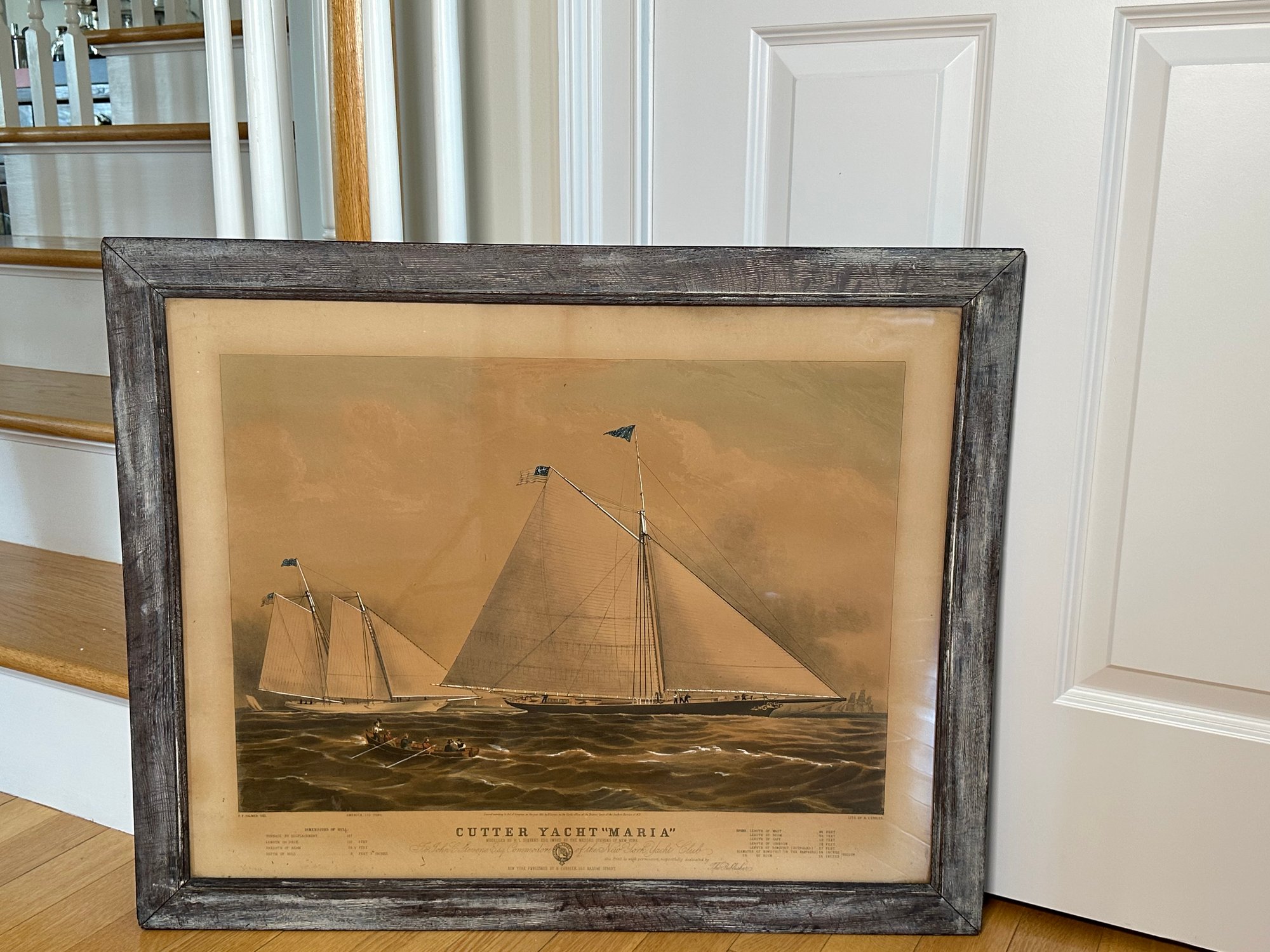 Antique N. Currier & Ives "Cutter Yacht Maria" Folio Lithograph ...
