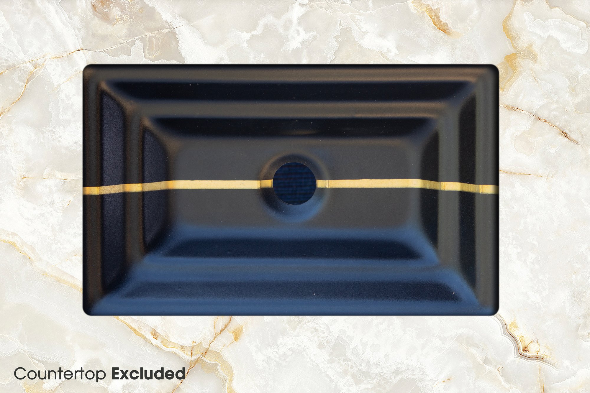 LINKASINK 20" Rectangular Glass Undermount Sink W/Metal Leaf Accent ...