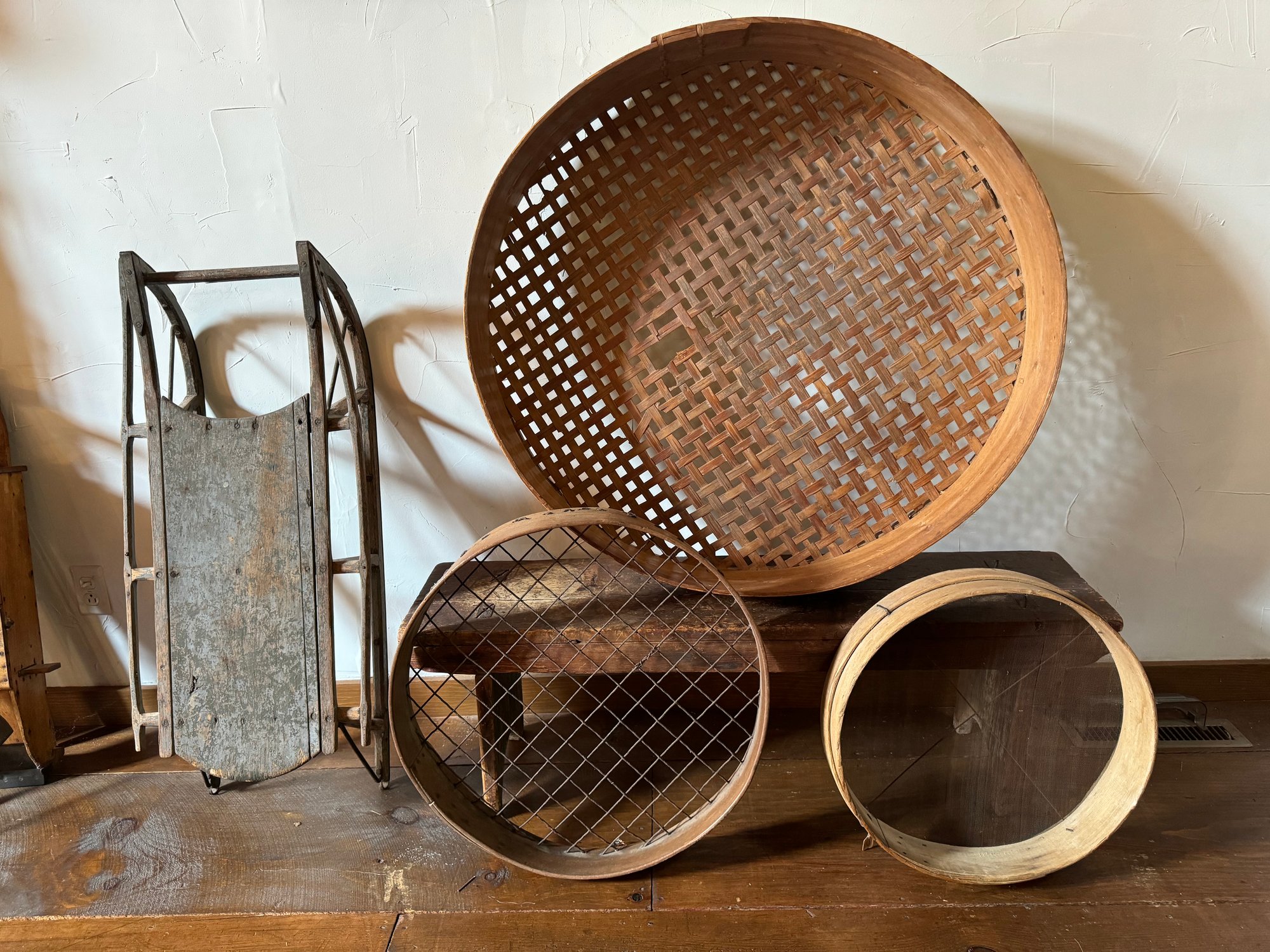 Three Woven & Wire Farm Sifters #1948790 | Auctionninja.com