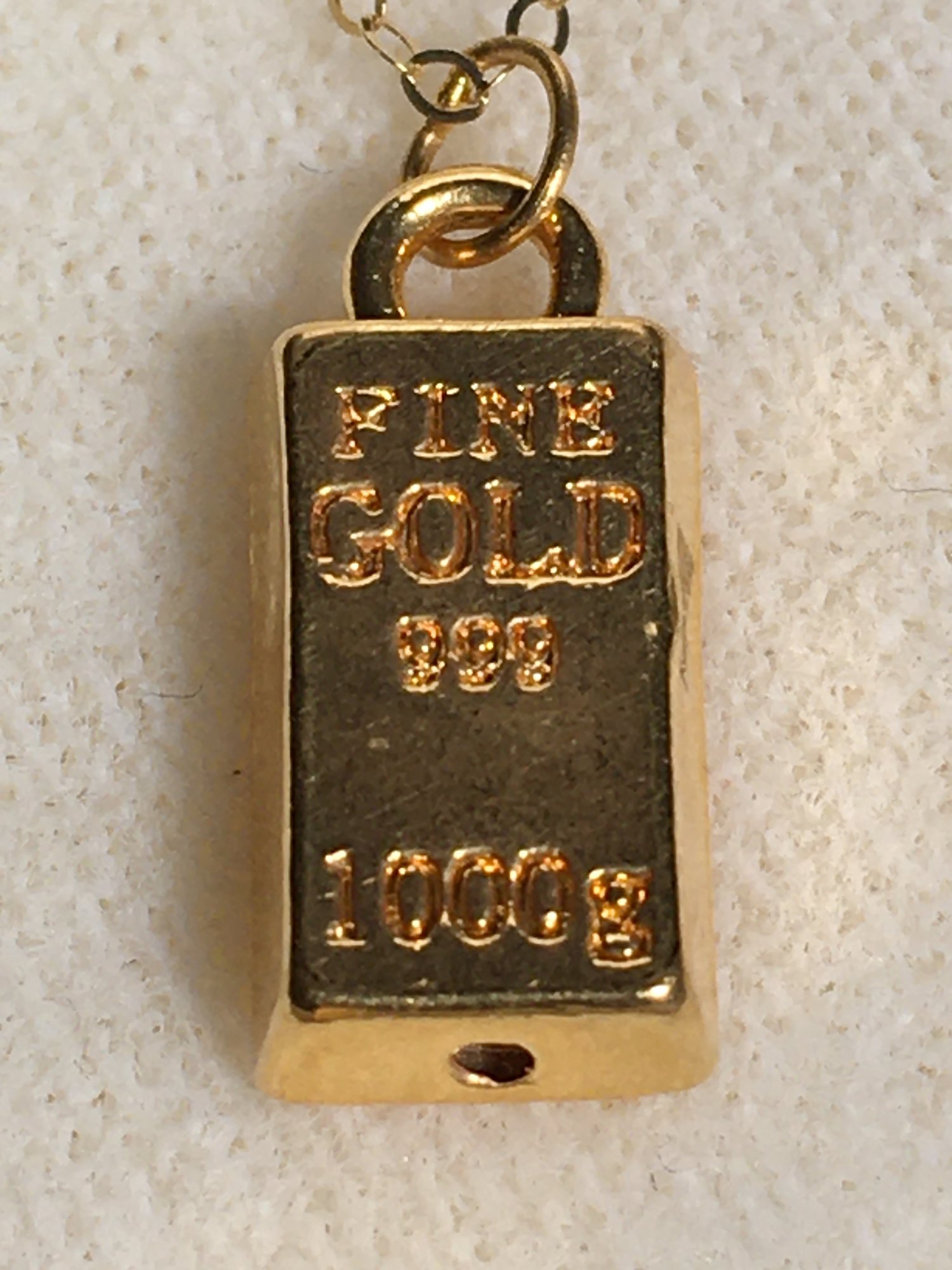 Fantastic 24K Gold Ingot Necklace On 14K Gold Chain 18" - Very Pretty ...