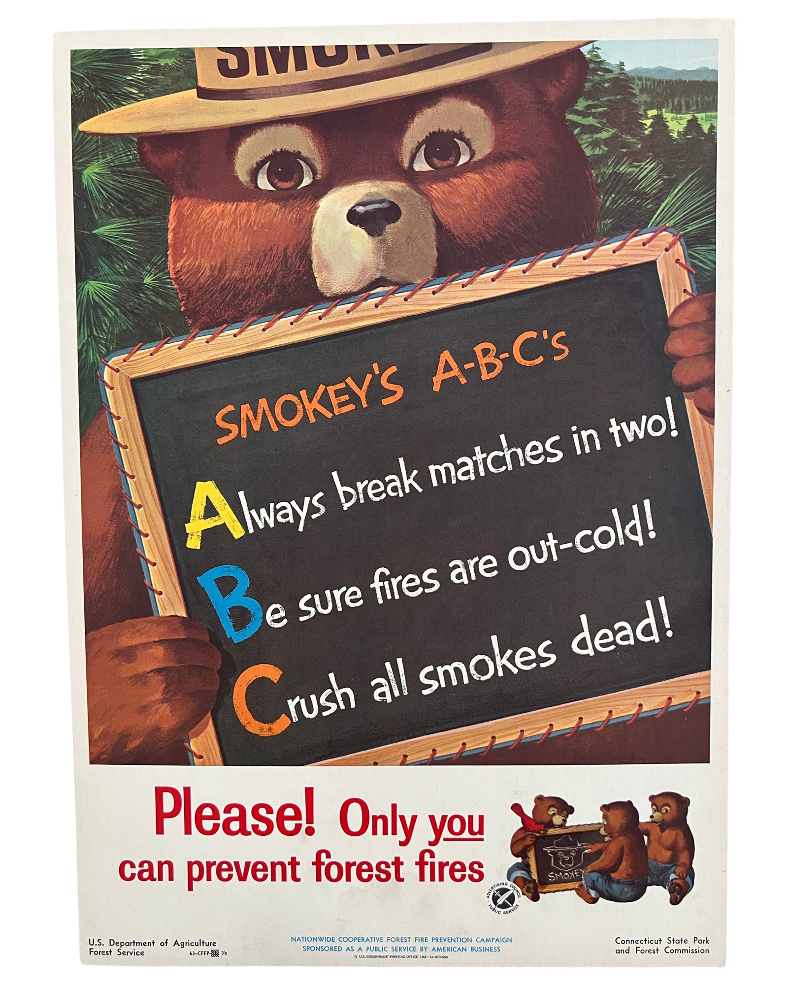 1970s Smokey The Bear Poster - Smokeys A-B-Cs #1982758 | Auctionninja.com