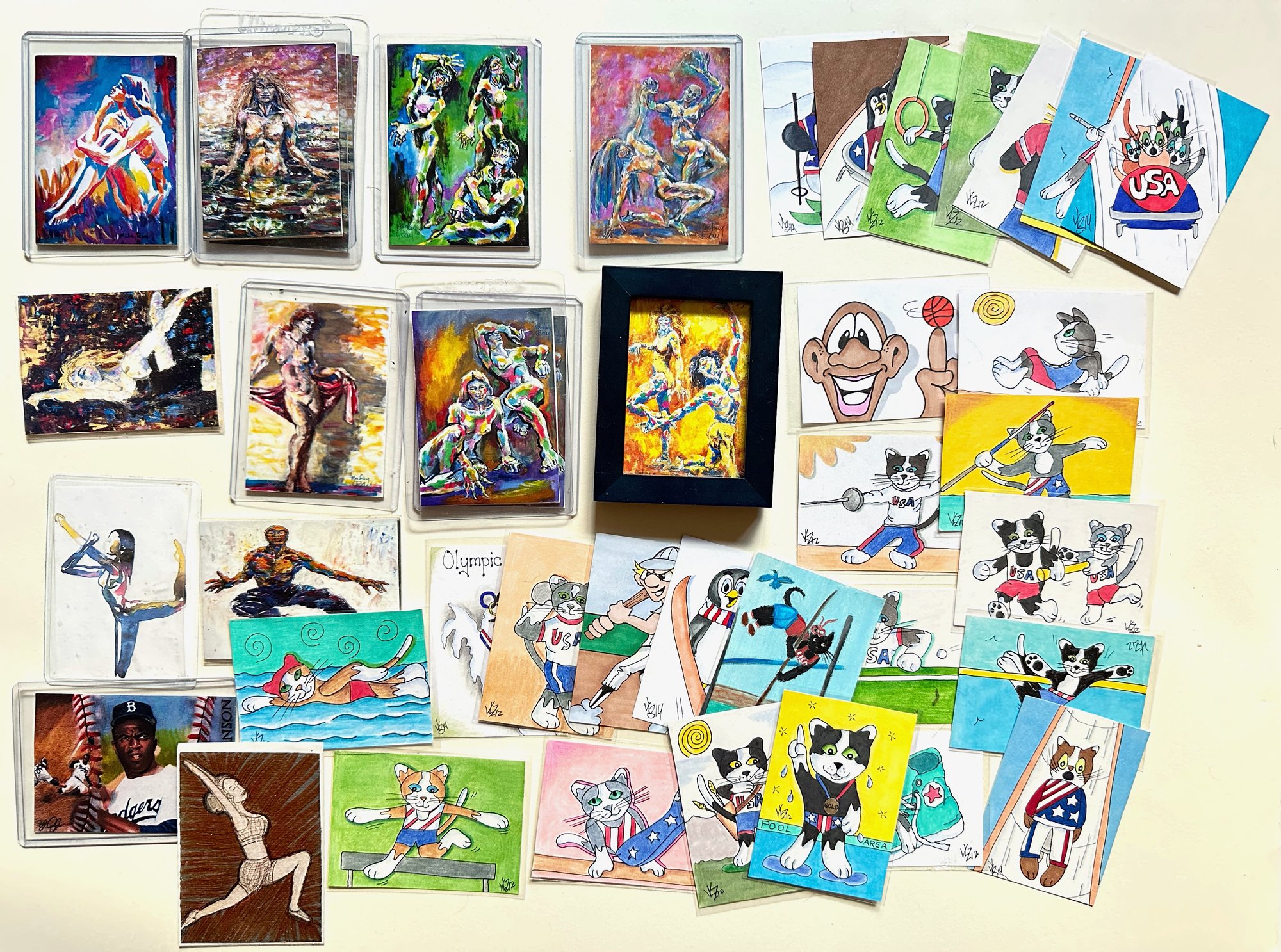 12 Mickey Ray Miniature ACEOs Sports Prints & Over 20 Athletic Olympic ...