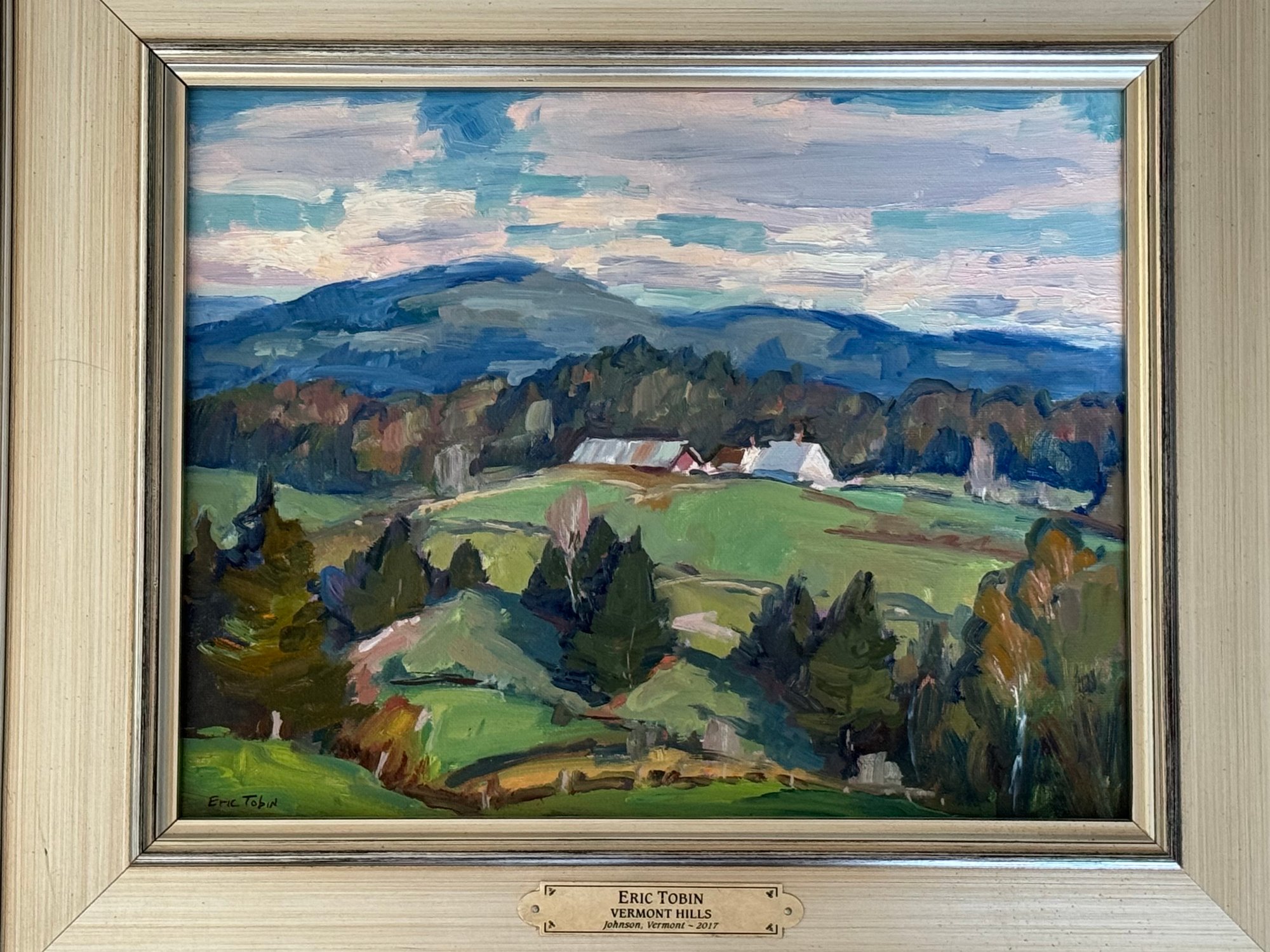 Beautiful Eric Tobin (B 1958) Landscape Oil Painting Of Johnson Vermont ...