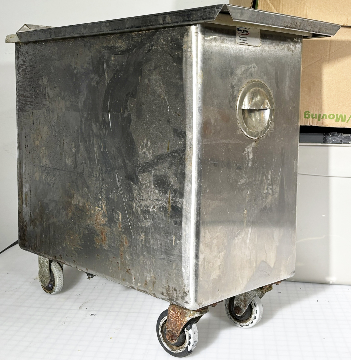 A Commercial Stainless Steel Rolling Tub With Counter Top Lid #40802293 ...