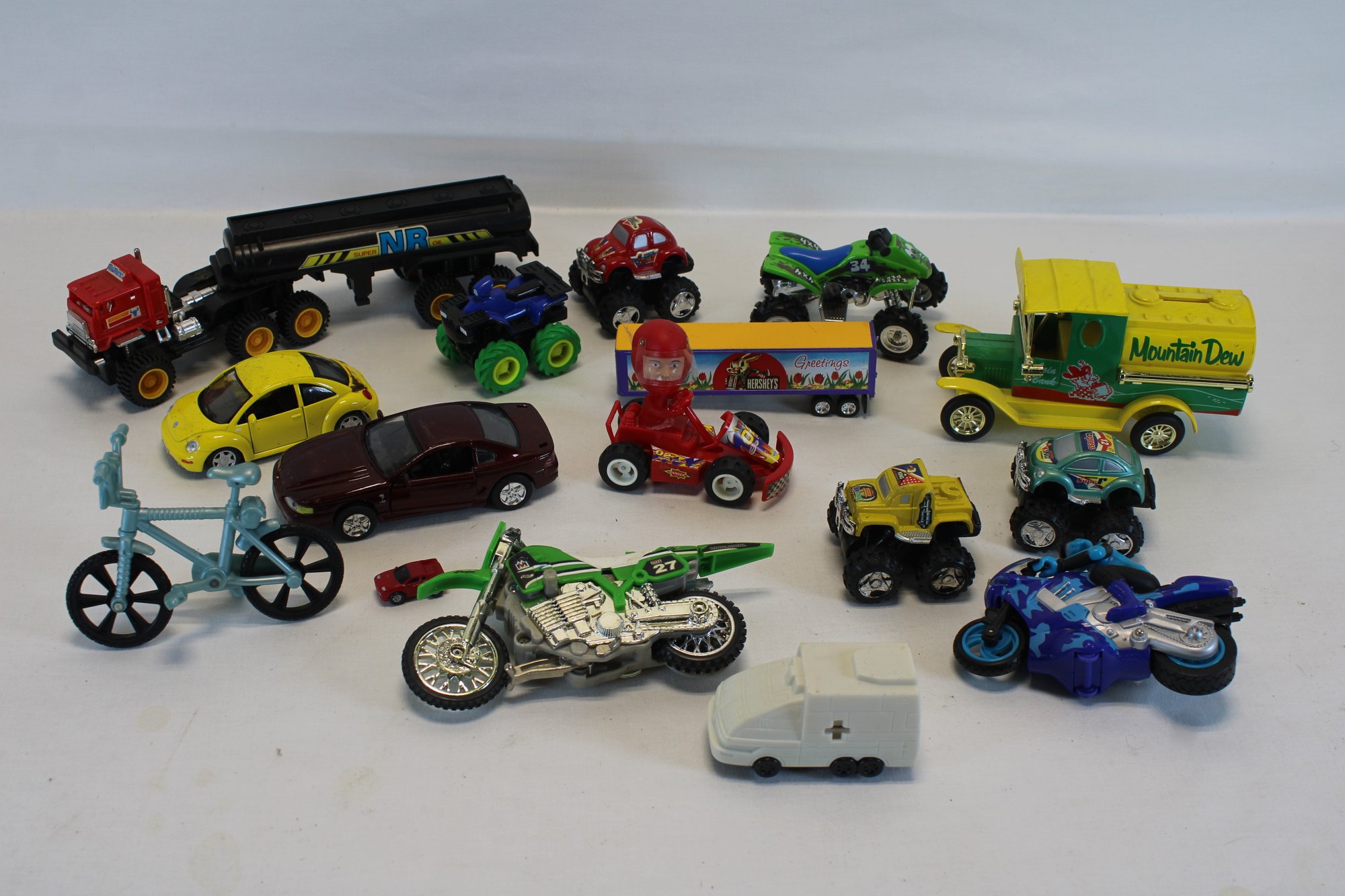 Lot Of Miscellaneous Vehicles Including Motorcycles Mini Monster Trucks ...