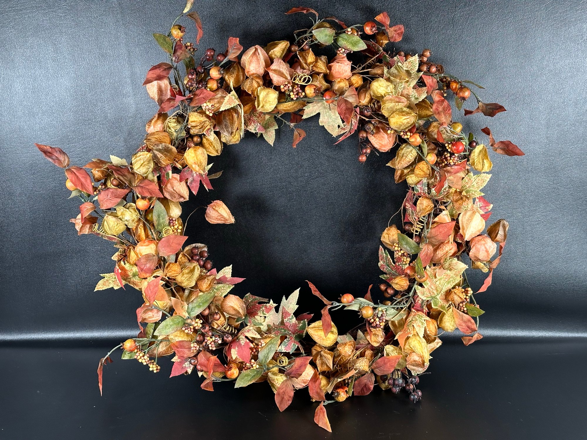A Very Tasteful Fall Wreath On A Grapevine Form #1965577 | Auctionninja.com
