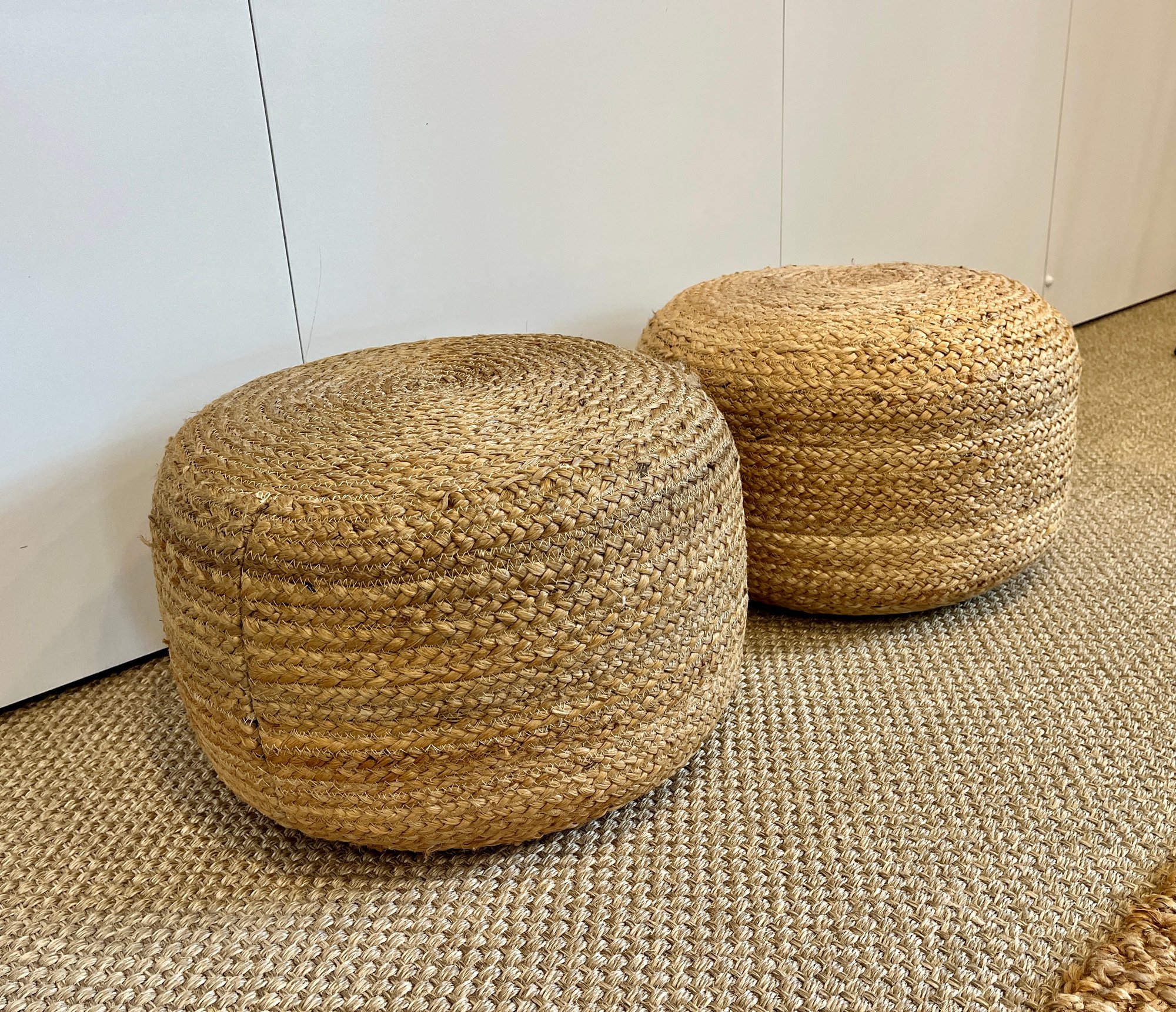 A Pair Of Jaipur Living - Seagrass Poofs - Perfect Extra Seats Or ...