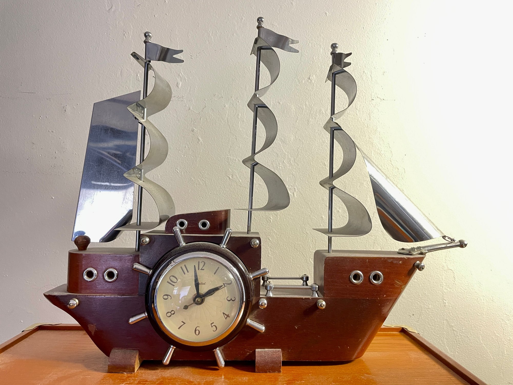 Wood And Metal, Vintage Electric Ship Clock By United Clock Corp ...