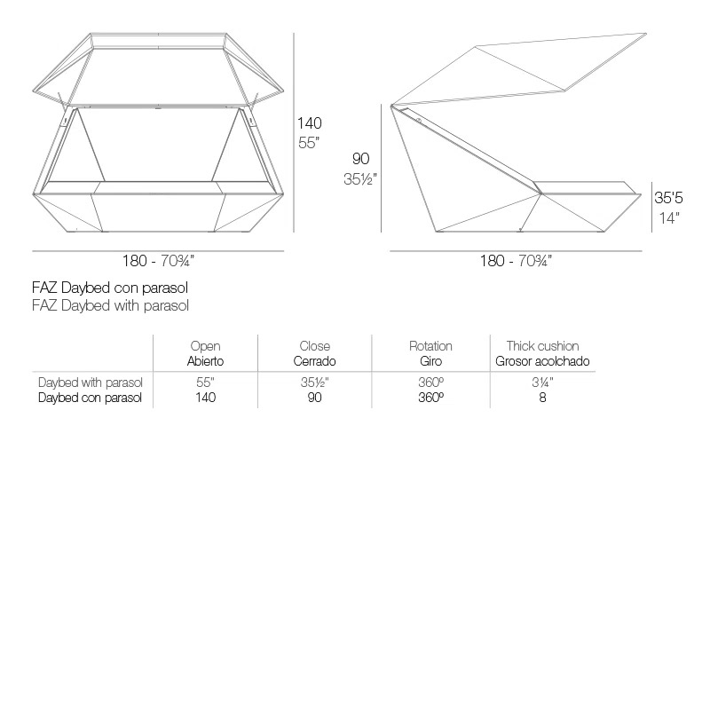 A Vondom Faz Day Bed With Pivot Cover Shade - LED Illumination ...