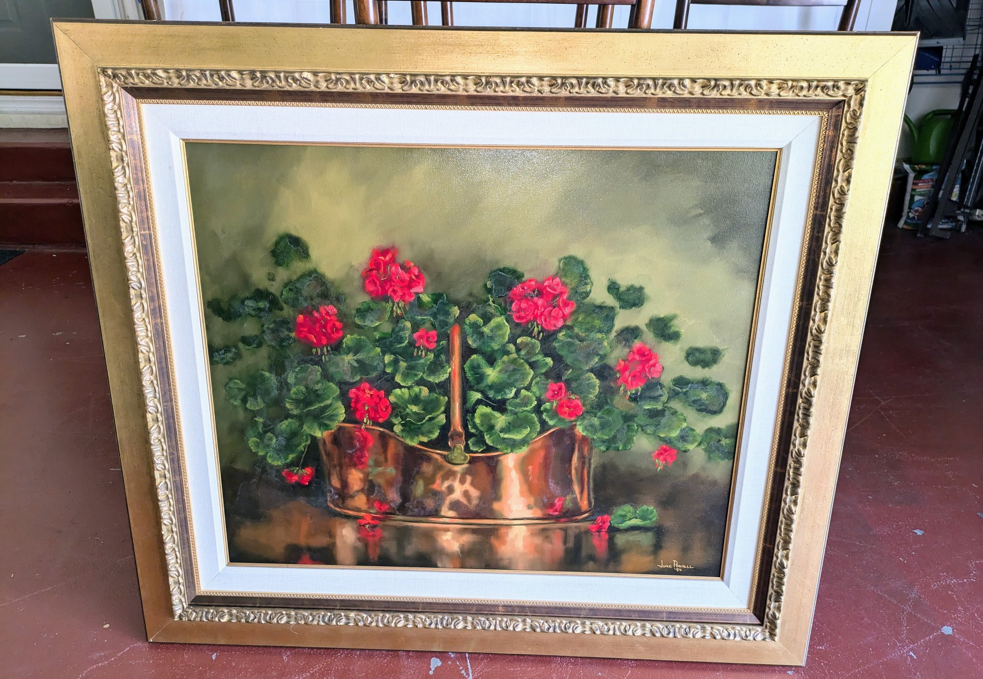 Large Signed & Dated1994 Original June Powell Oil On Canvas Still Life ...