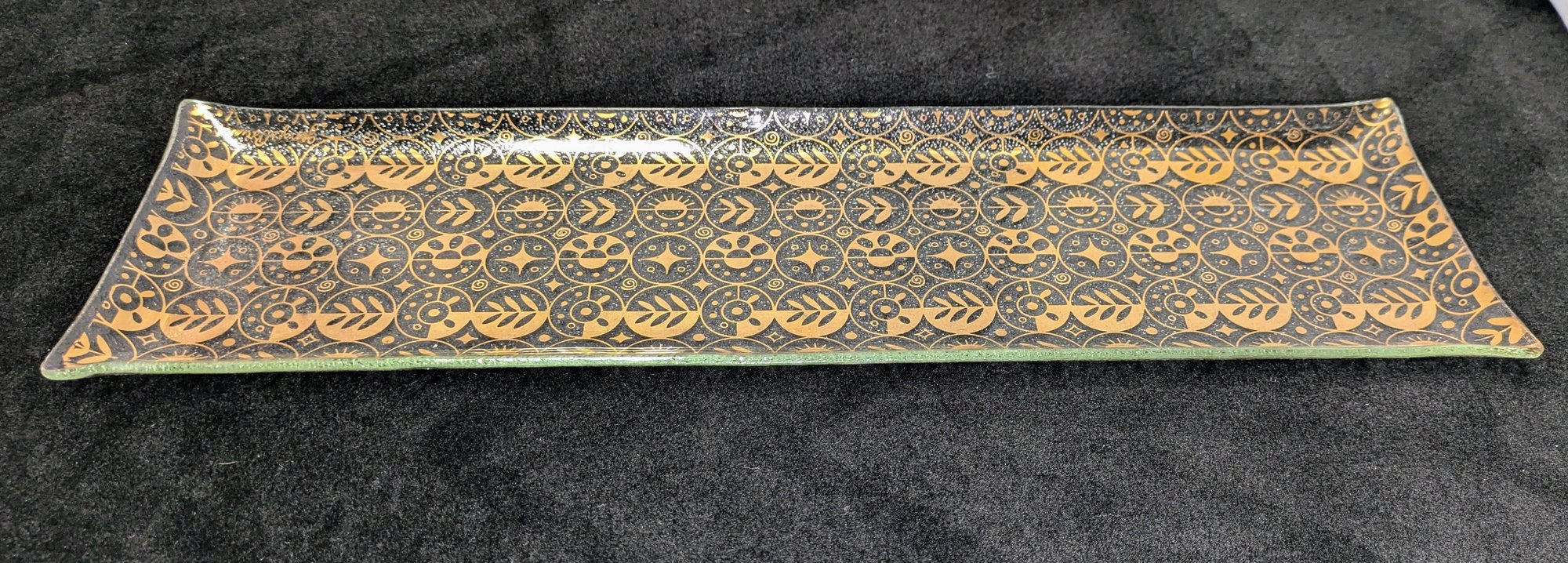 Vintage MCM Glass & Gold Accent Design Serving Tray #1957954 ...