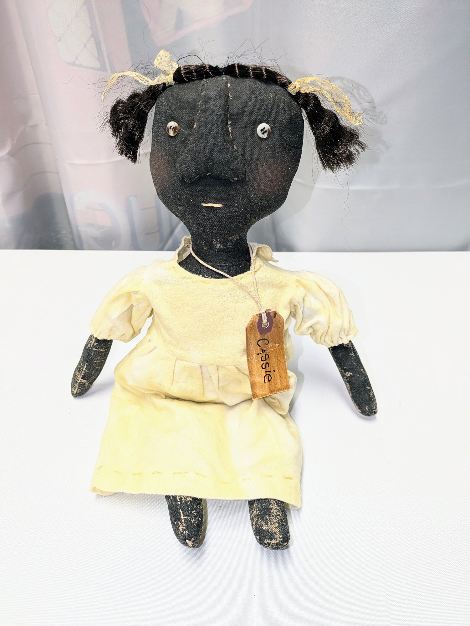 Vintage Primitive Folk Art Sanded & Stained, Baked Muslin Doll ...