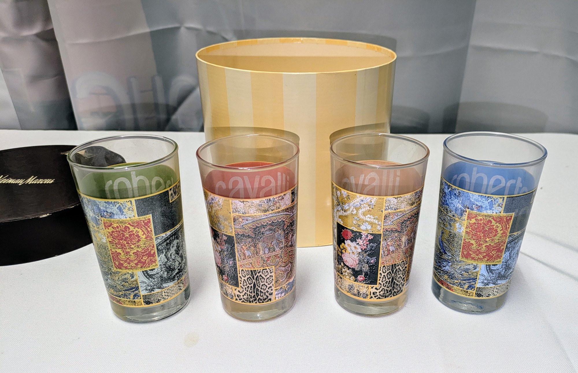 Vintage Neiman Marcus Boxed Set Of 4 Roberto Cavalli Highball/Drinking ...