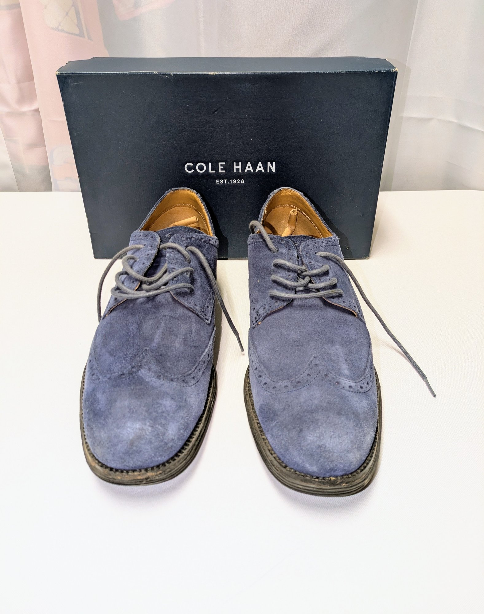 Pair Of Men's Size 13 Cole Haan Blue Suede Lunagrand Wing Tip Shoes ...