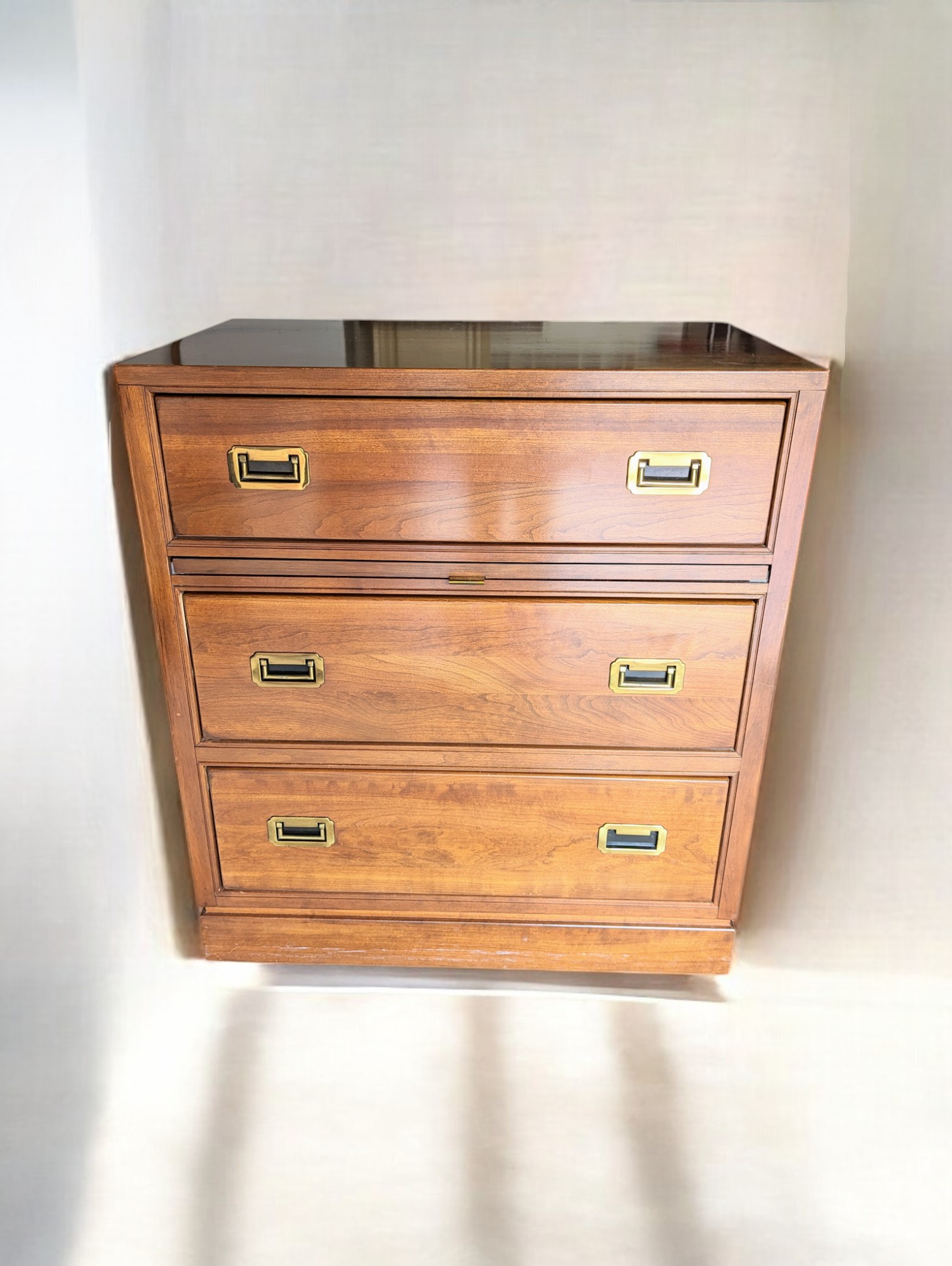 Vintage Ethan Allen Campaign Style Four-Drawer Chest (Bottom Handle ...