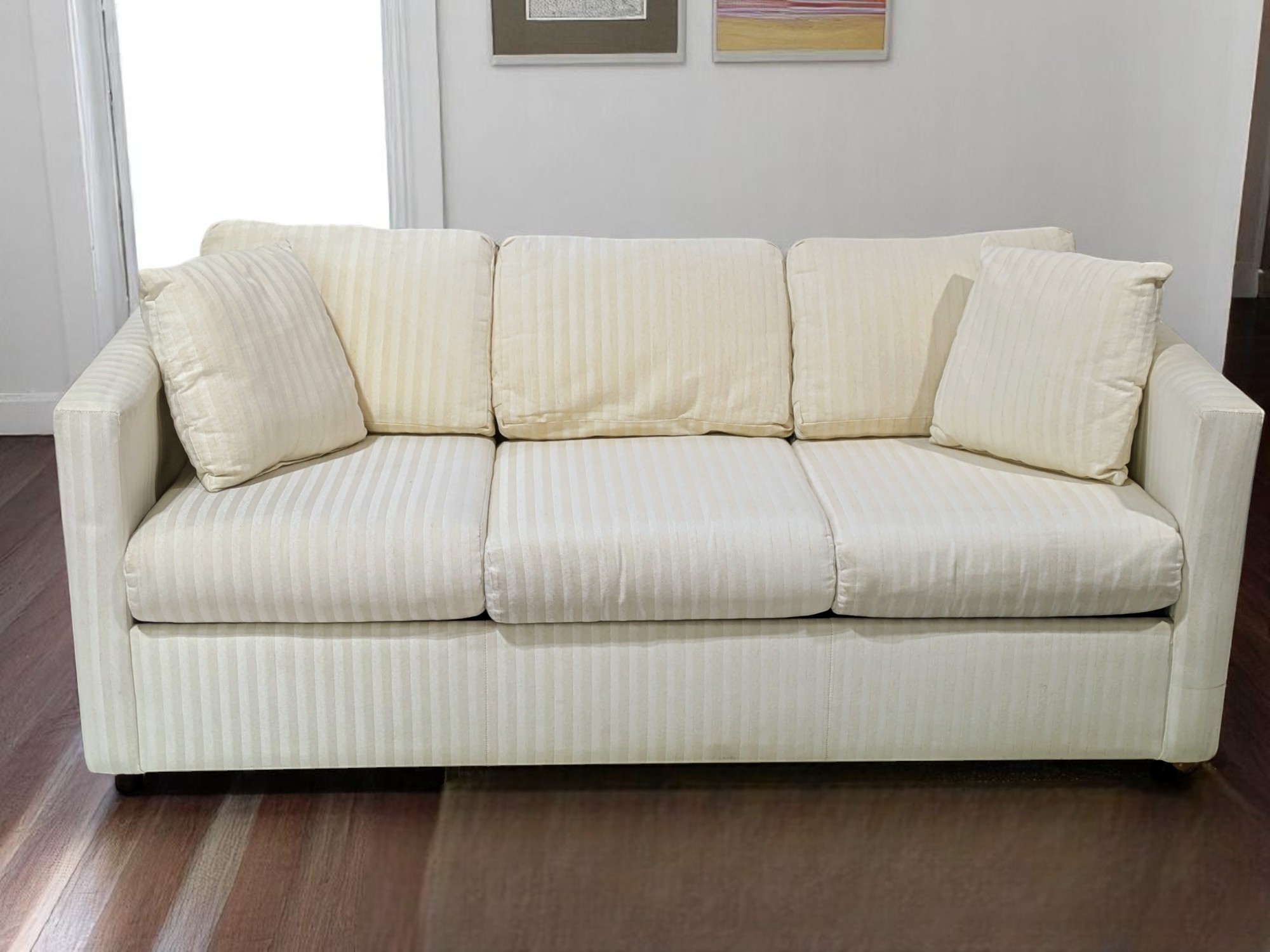 Striped Cream Color Sleeper Sofa #2127775 | Auctionninja.com