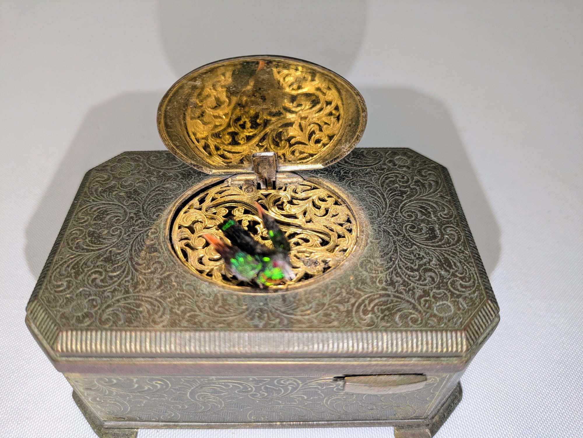 Antique German Karl Griesbaum Brass Filigree Singing Bird Music Box ...