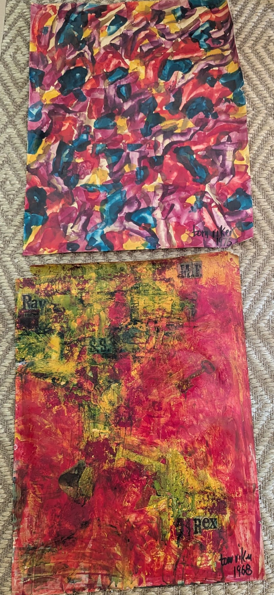 Two Vibrant And Original Works Unframed Signed And Dated (1968) Tom ...