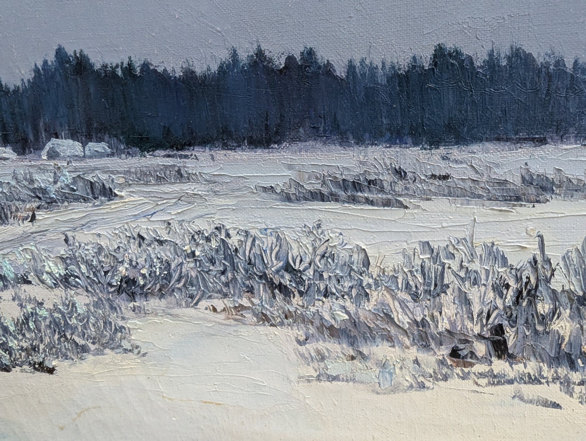 Russian Artist's Oil Painting Of Winter Landscape With Sled (or Troika ...