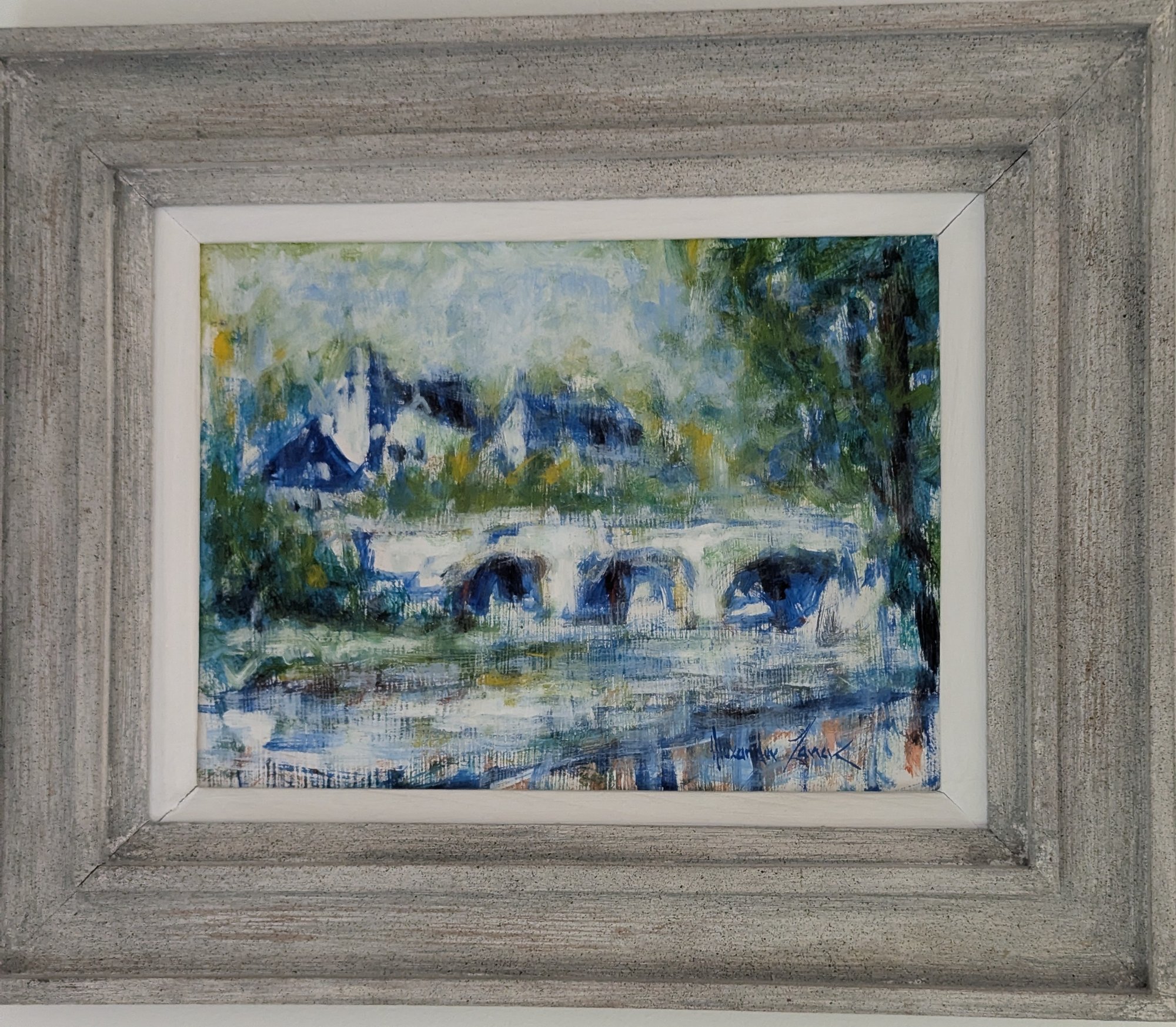 Original Impressionist Style Oil Painting Bridge Scene Signed By Artist ...