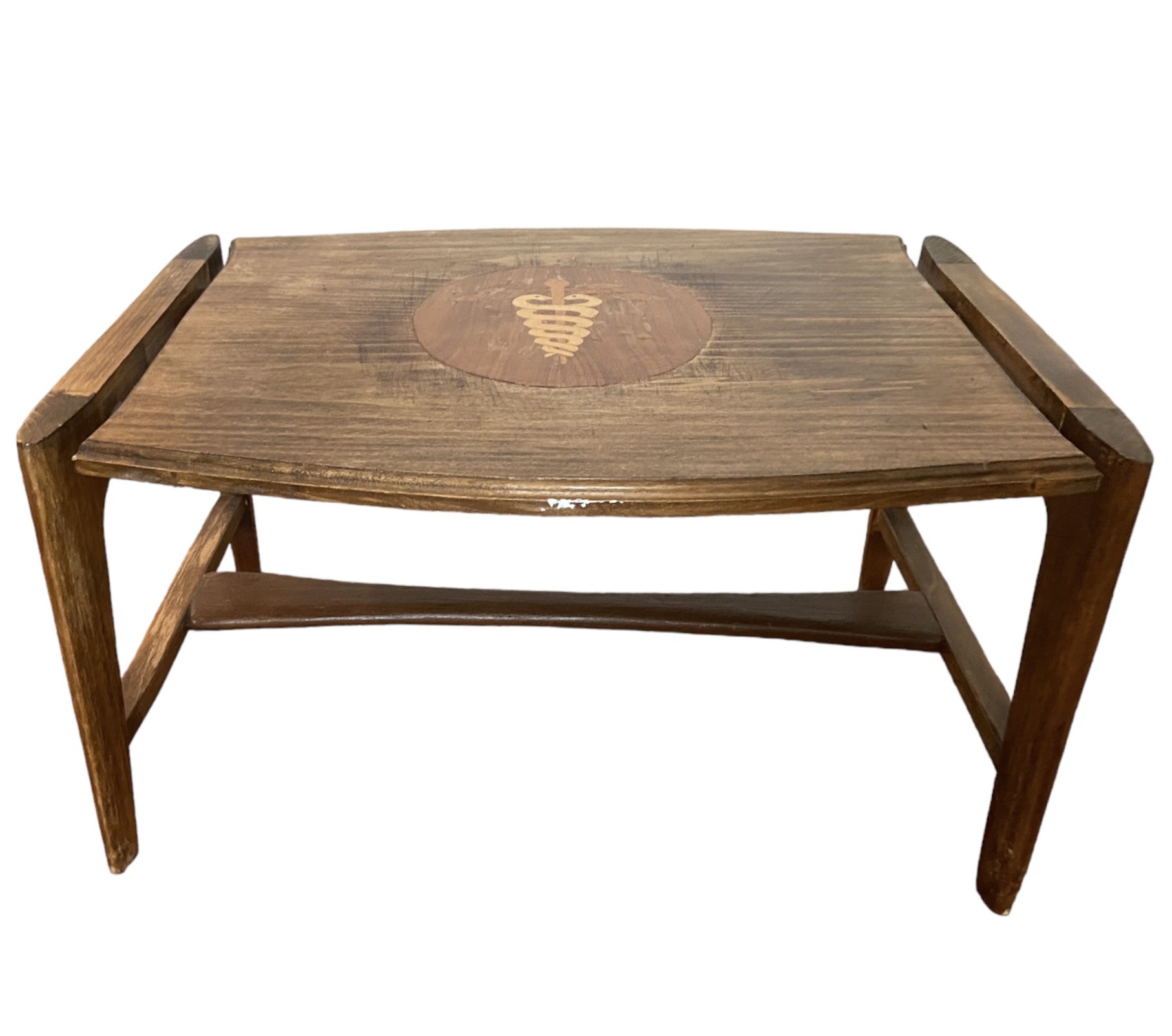 Vintage Caduceus Medical Symbol Inlaid Wood Accent Table #1877973 ...