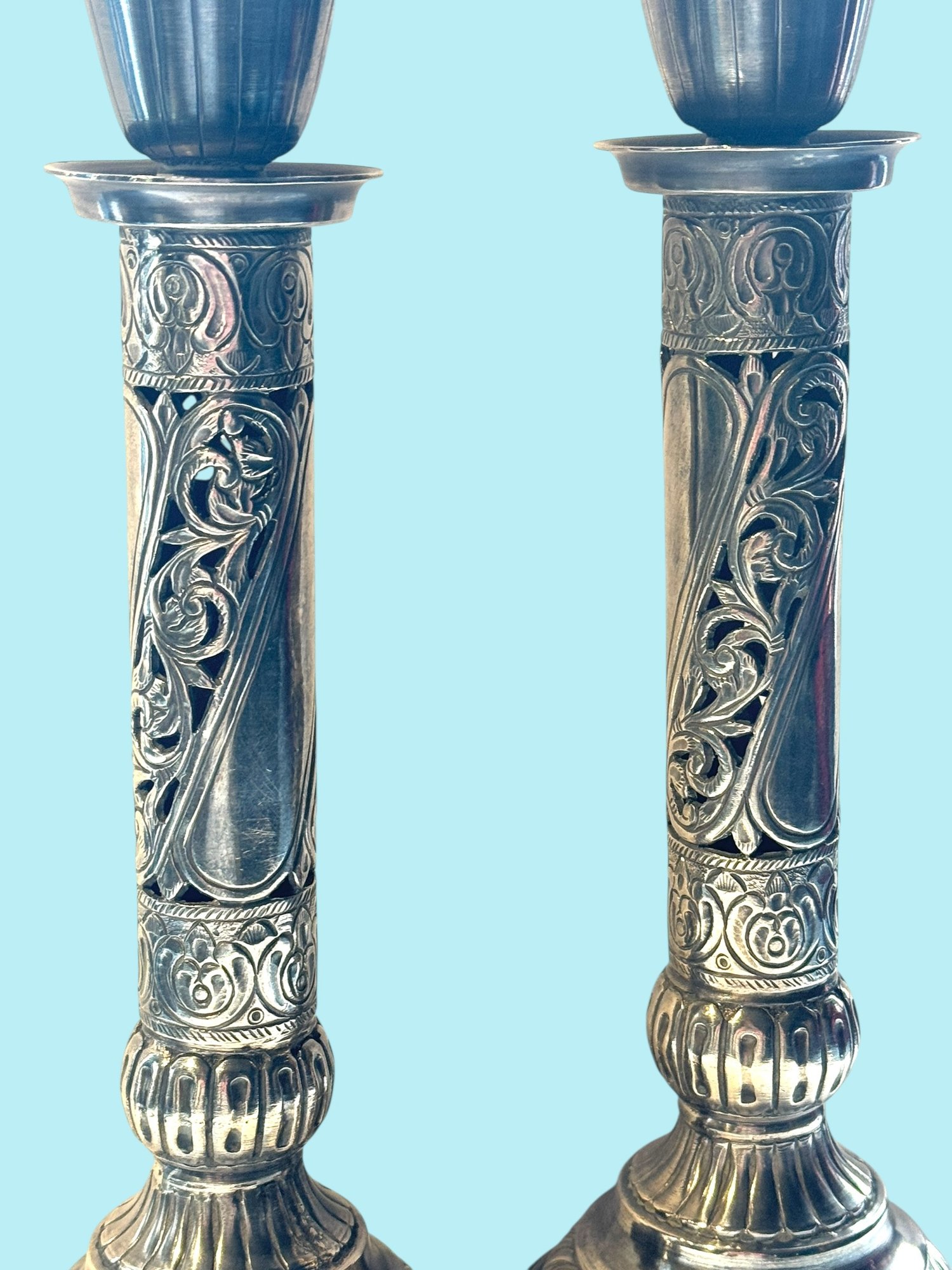 Pair Of Antique Art Nouveau .825 Silver Candlestick Holders #2254506 ...