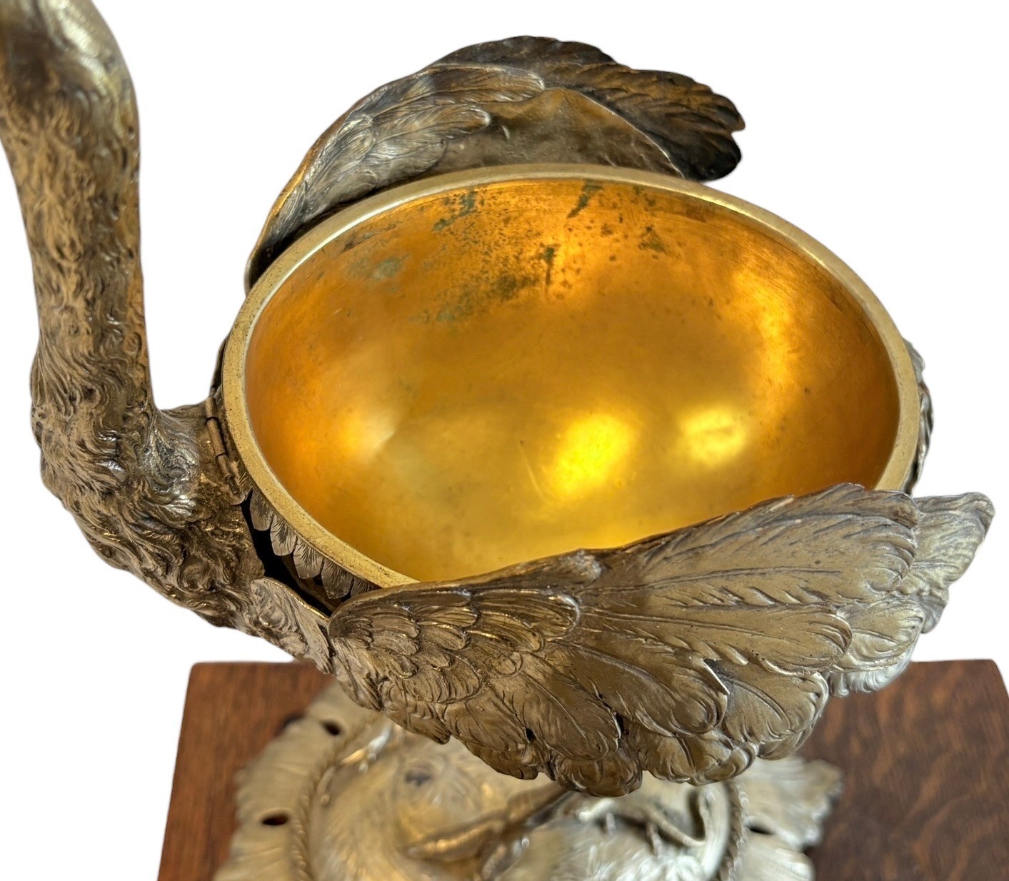 Rare 1911 German Rowing Club Gilded & Hinged Ostrich Egg Holder Trophy ...