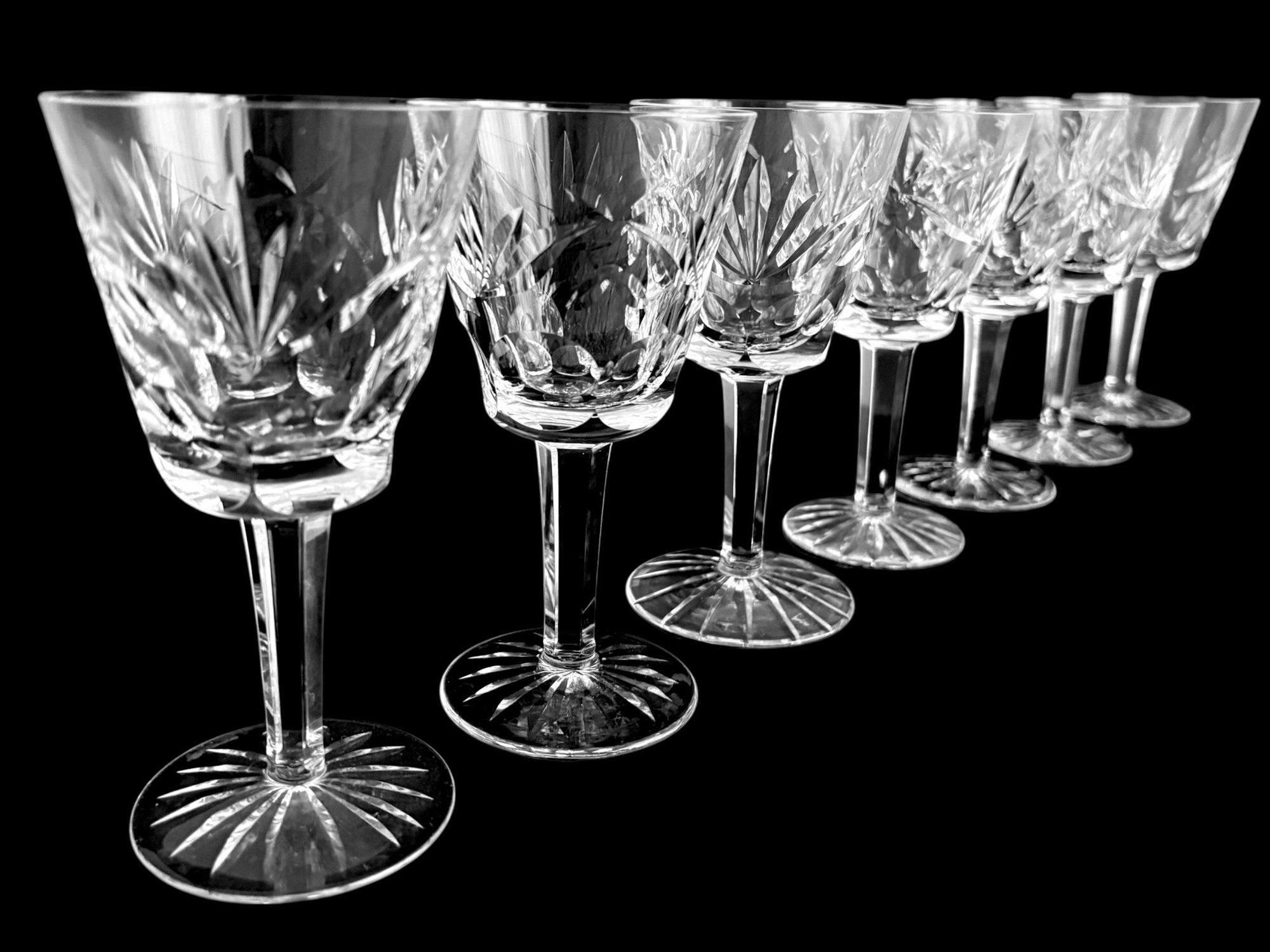 Seven Vintage Waterford "Ashling" Cut Crystal Claret Wine Glasses ...