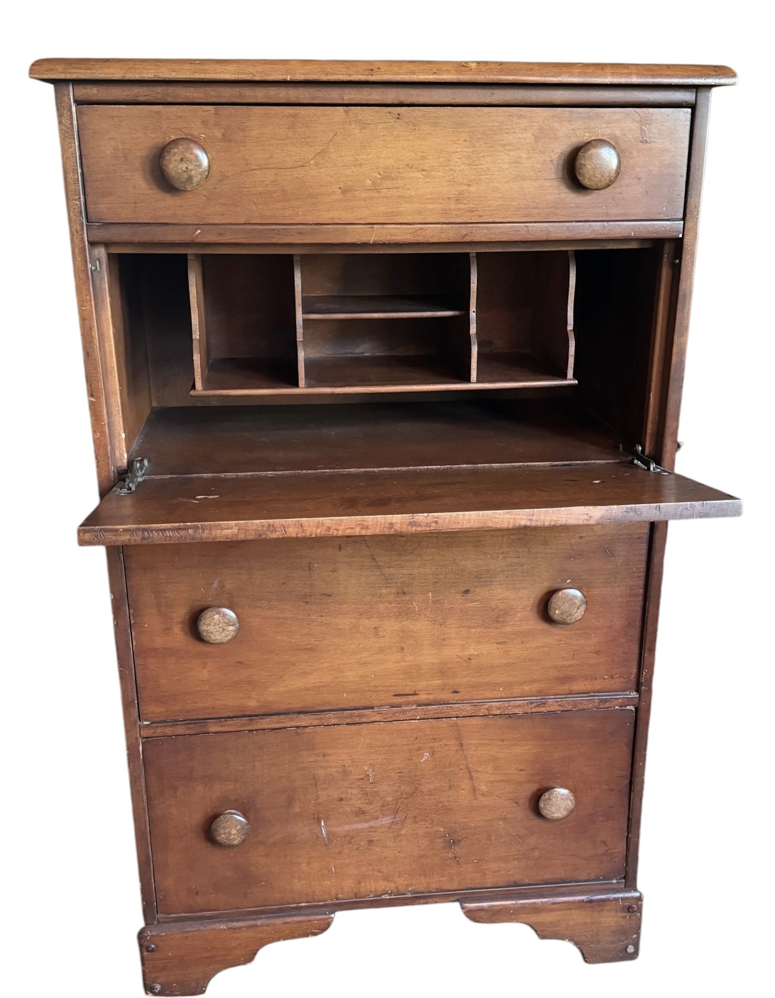 Antique Chestnut Shaker Style Secretary Desk #1992022 | Auctionninja.com