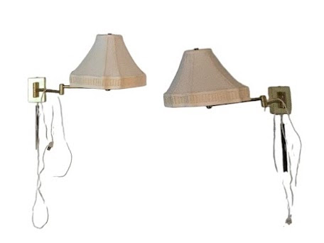 Pair Of Vintage Wall Mount (corded) Adjustable / Hinged Brass Reading ...