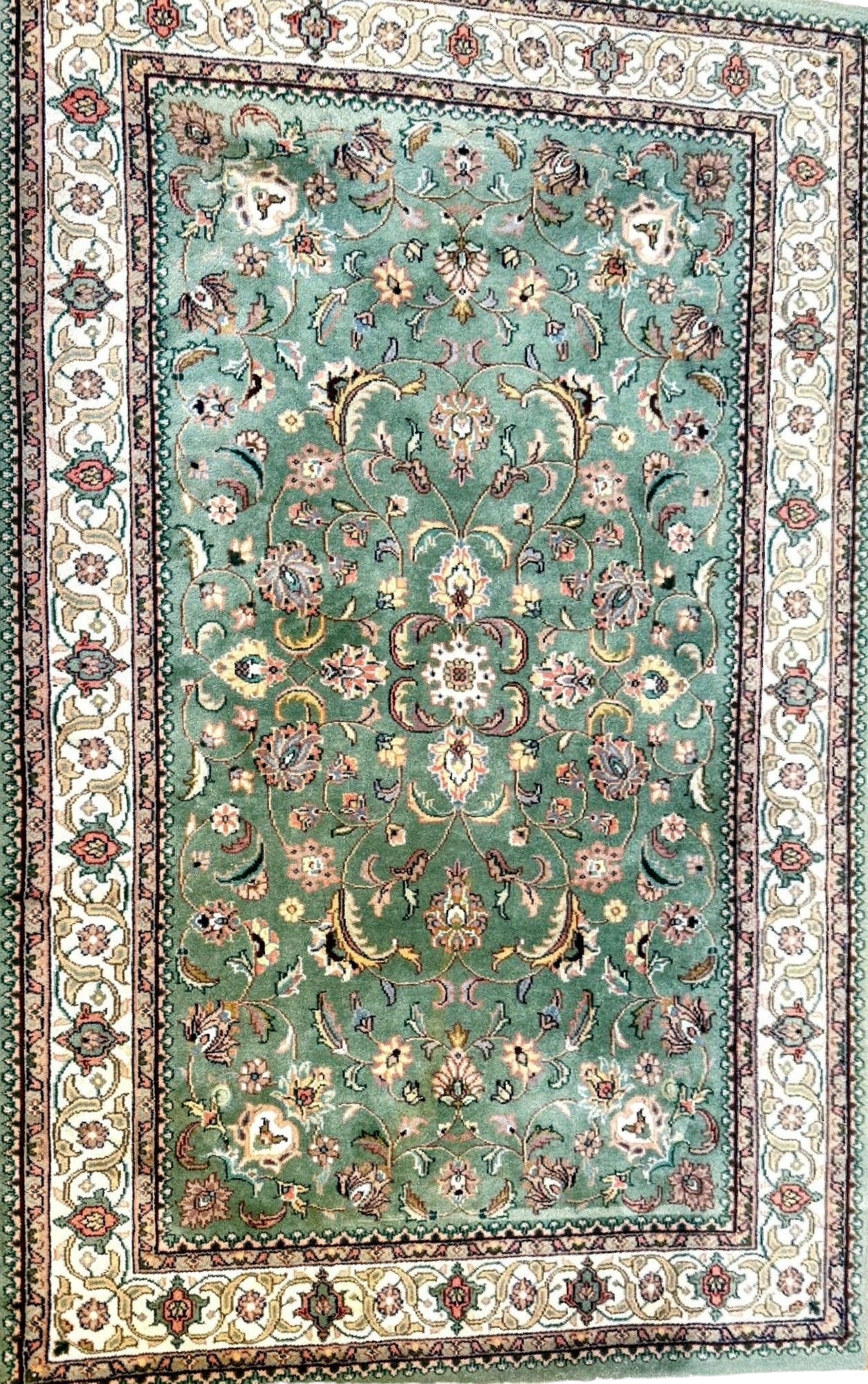 Lovely Sage Green And Pastel Oriental Loomed Wool Area Rug Approx. 6ft ...