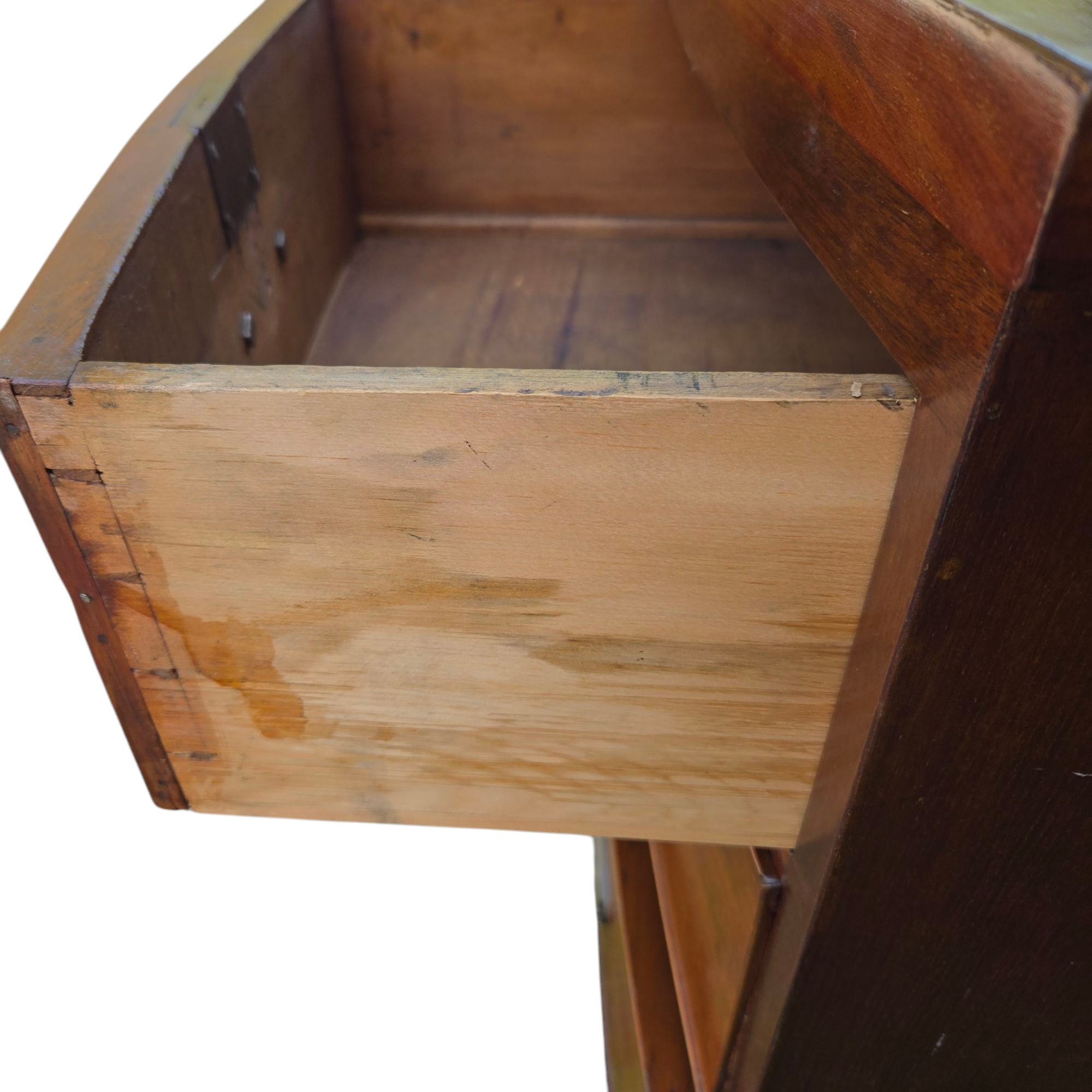 Pretty Antique Bow Front Keyhole Dresser With Brass Drop Ring Plate ...