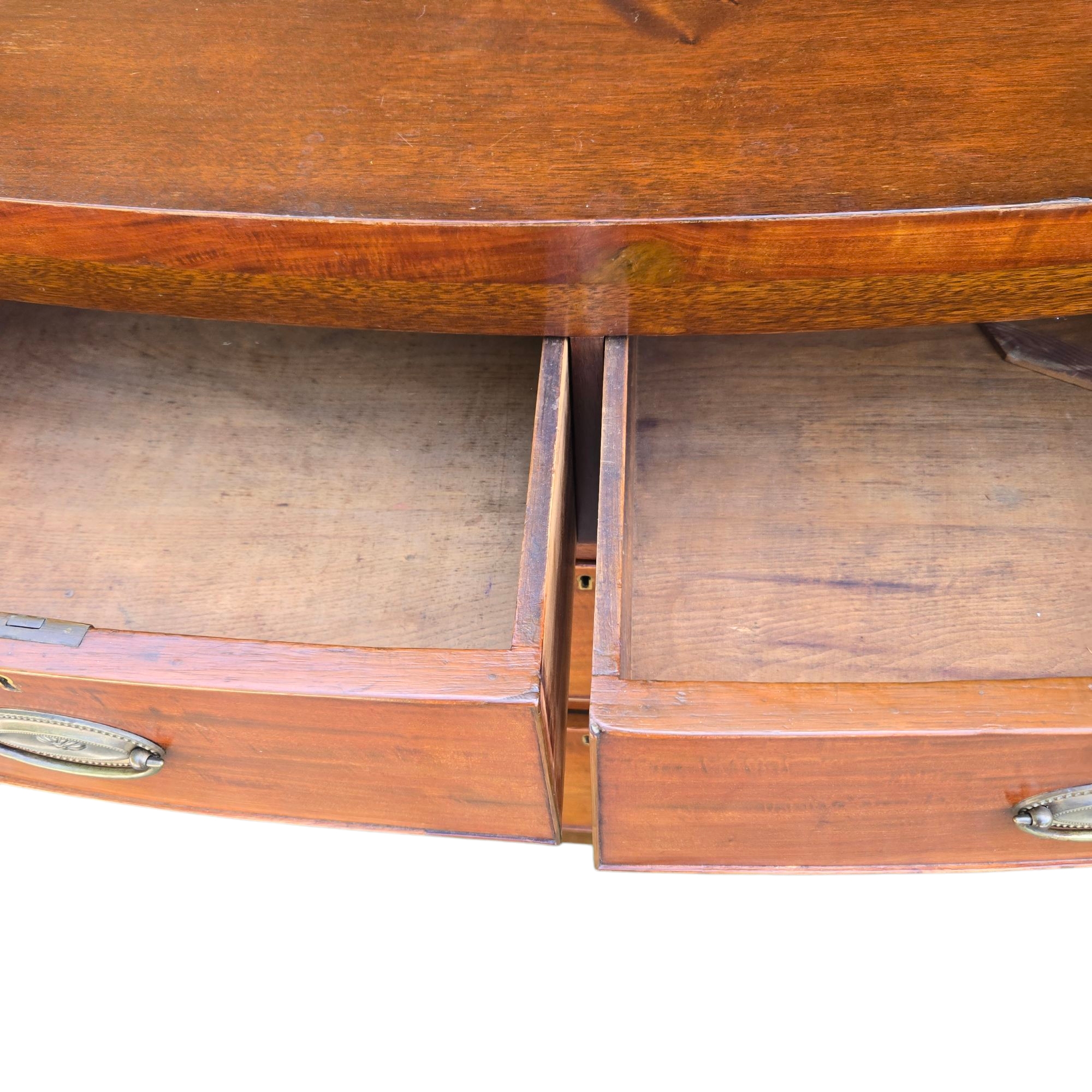 Pretty Antique Bow Front Keyhole Dresser With Brass Drop Ring Plate ...