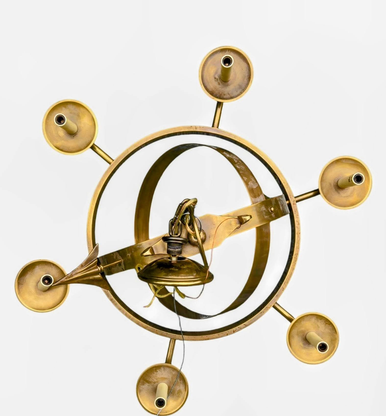 Phenomenal Spherical Armillary Brass 6-arm Ceiling Mount Light Fixture ...