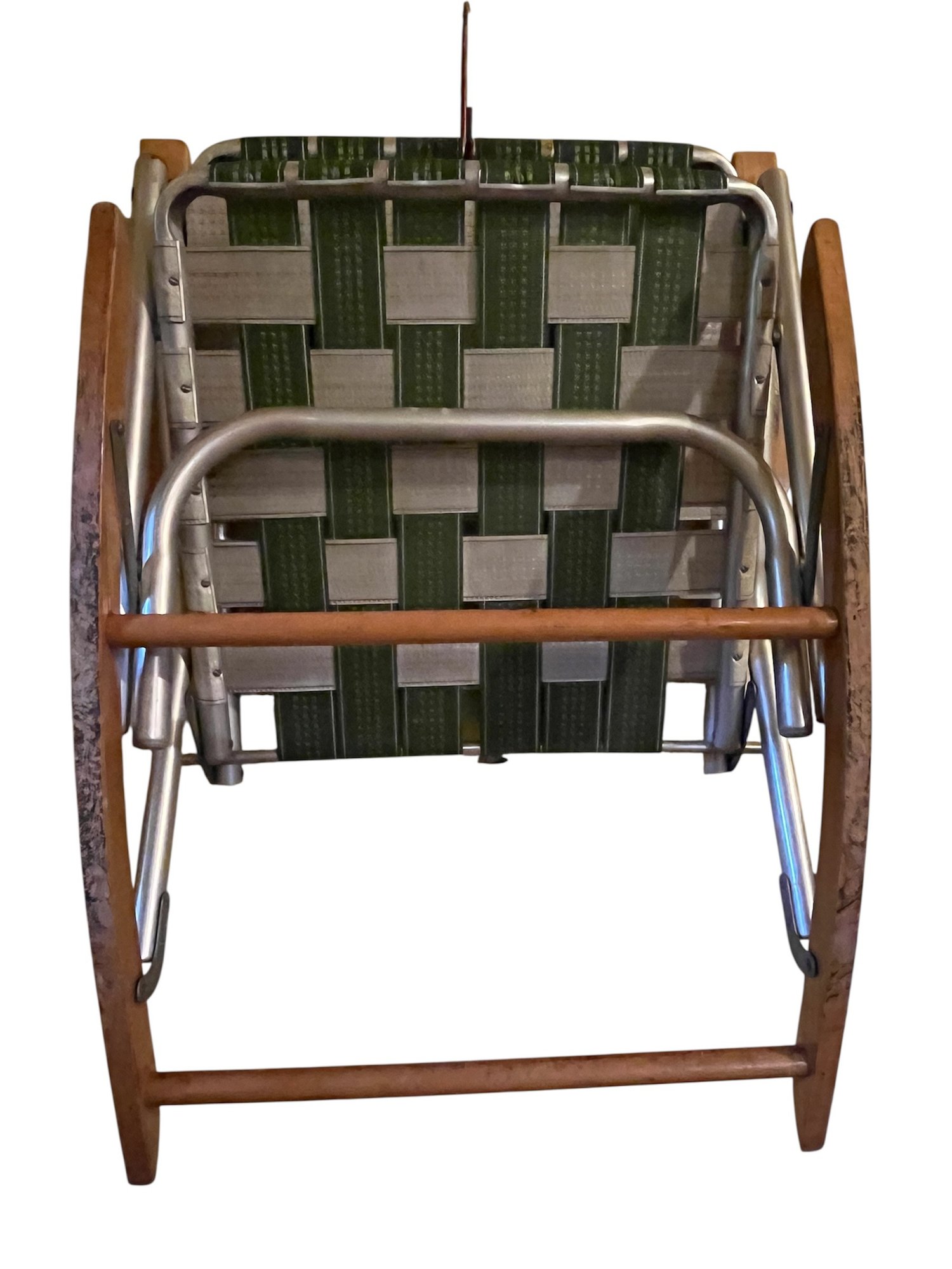 Vtg Pat.Pending Aluminum Rocking Chair Folding Rocker Wooden Base ...