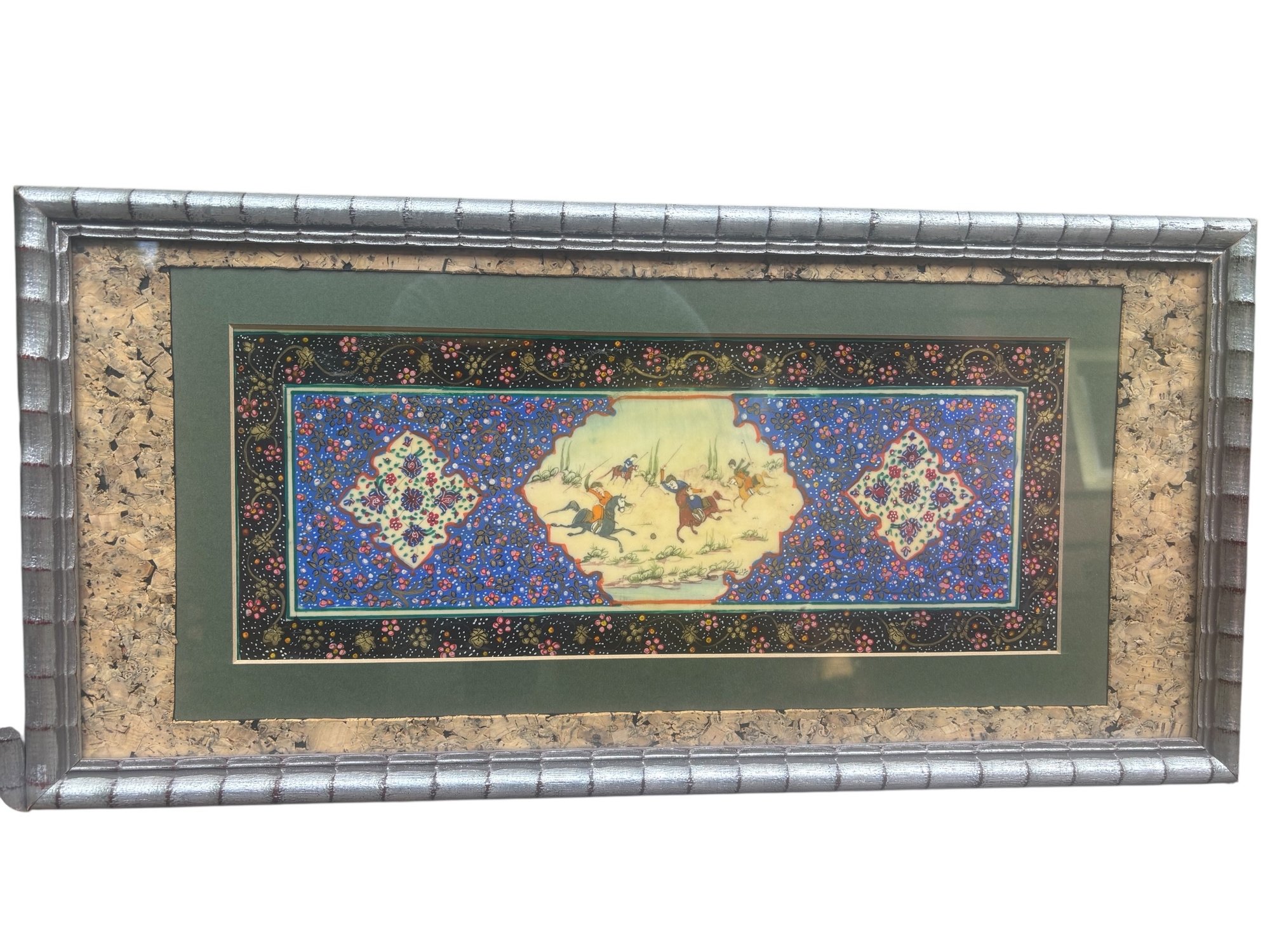 Vintage Framed Persian Miniature Hand Painted Hunting Scene W/ Document ...