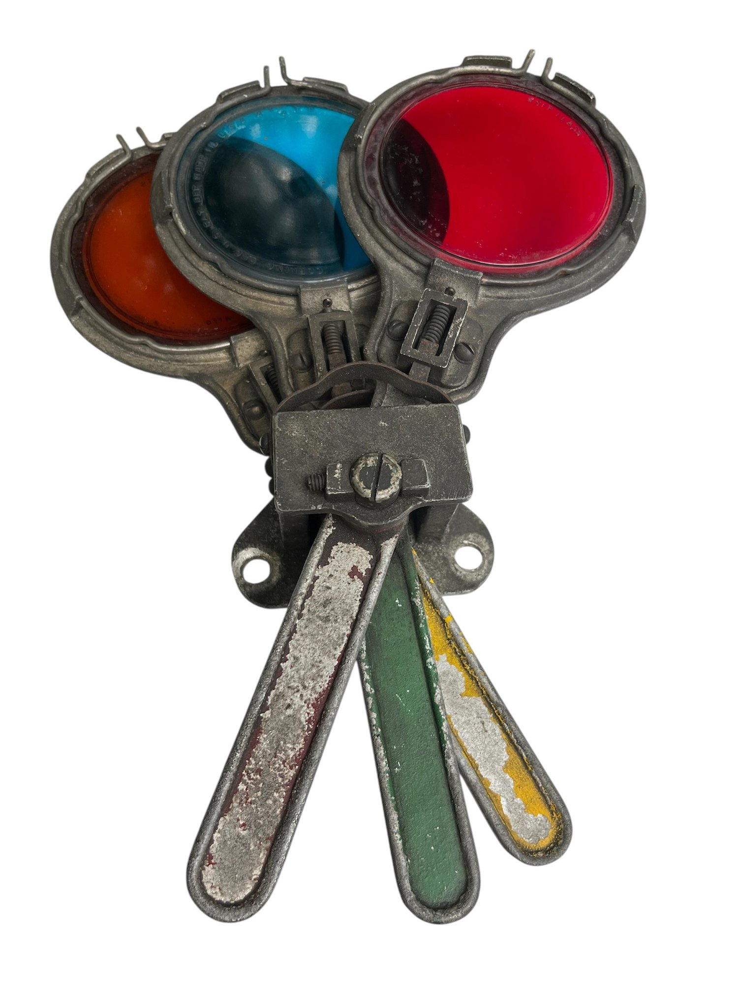 1930's Adlake NYC Subway Tri-colored Route Indicator Steel Semaphore #2148502 | Auctionninja.com