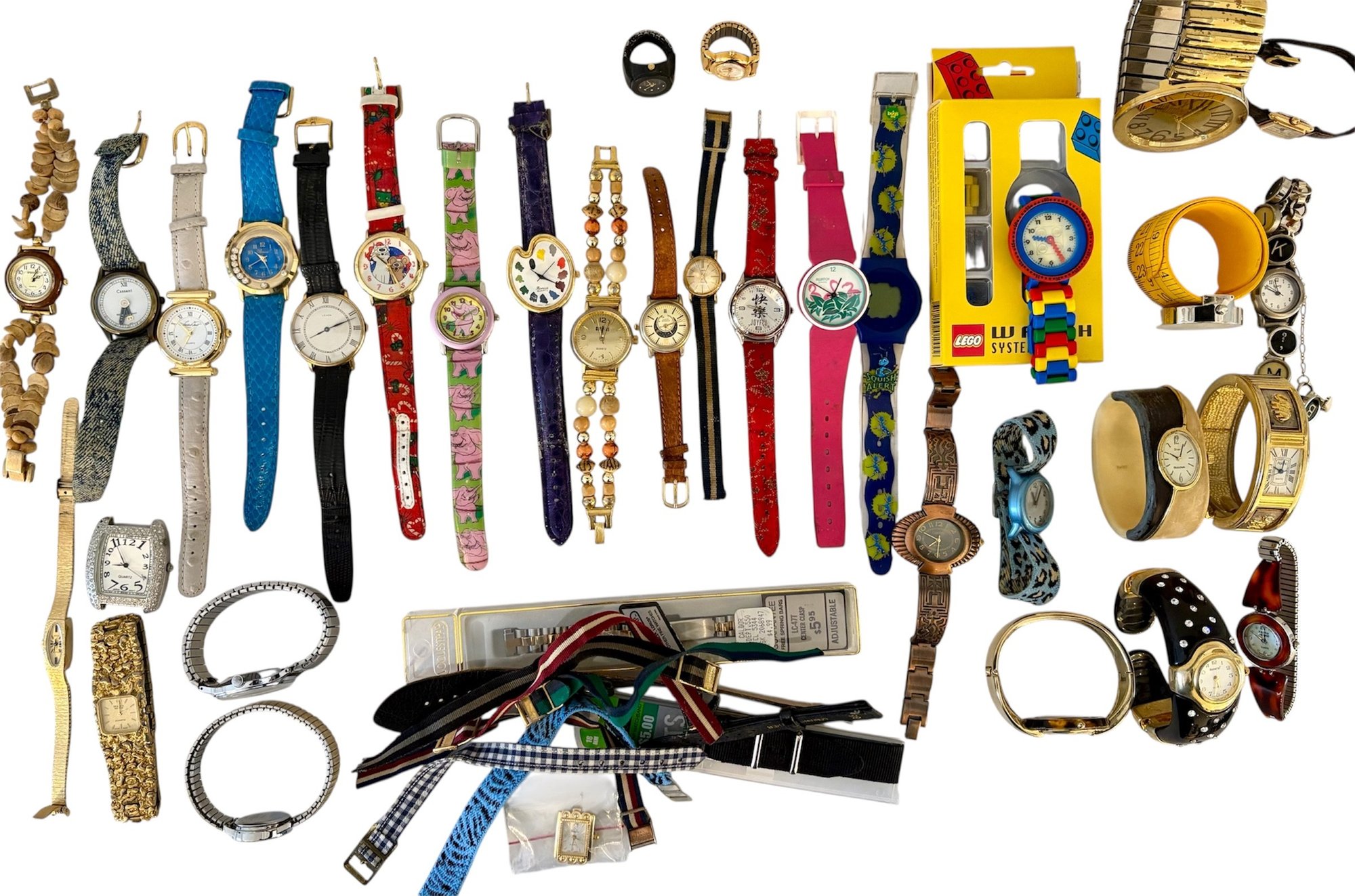 Large Group Of Vintage Watches & Watch Bands Including LEGO Watch ...