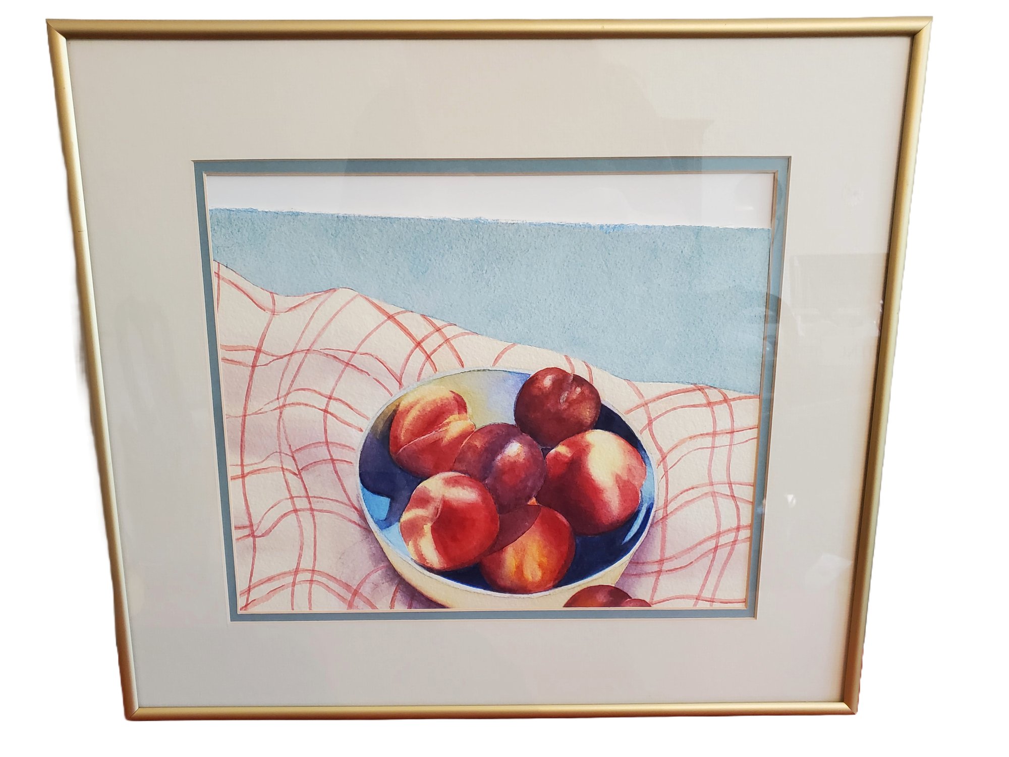 SCAN Art Show Entry - Peaches In A Bowl Watercolor Still Life - Framed ...