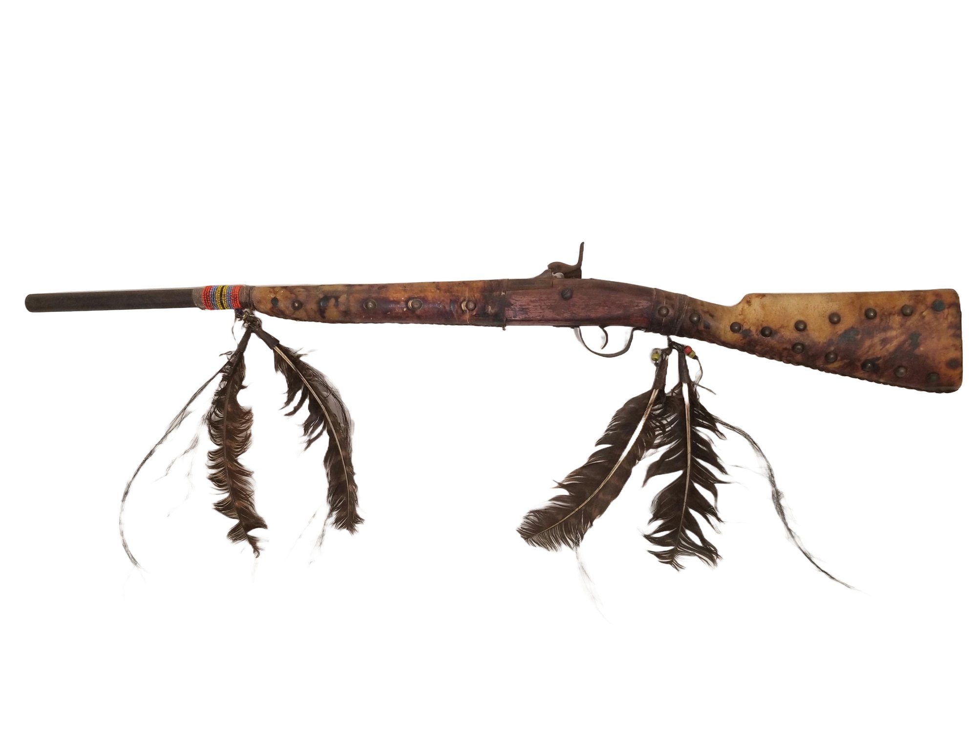 Fabulous Antique Native American Deerskin Wrapped Black Powder ...