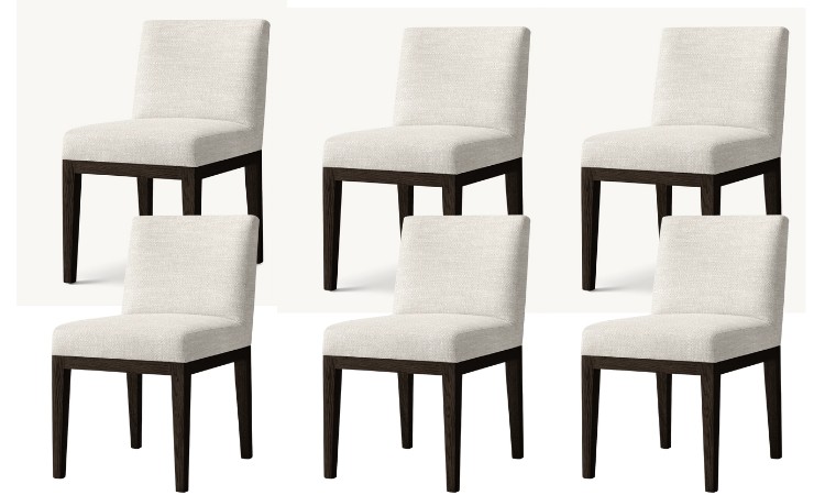 A Collection Of 6 RH Morgan Upholstered Dining Chairs - Neutral - Woven ...