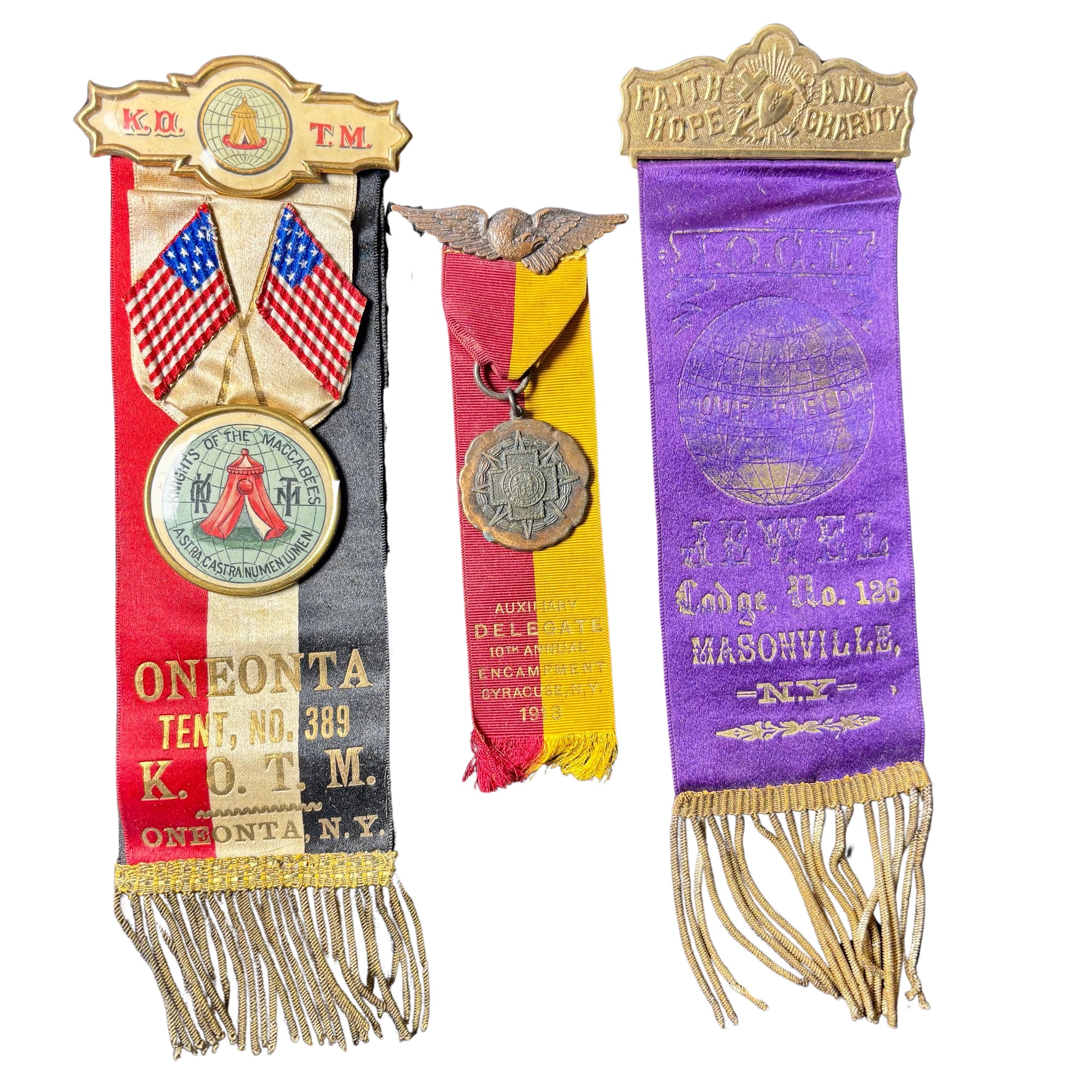 Antique Ribbons Oneonta, Syracuse And Masonville NY KOTM IOGT #2040911 ...