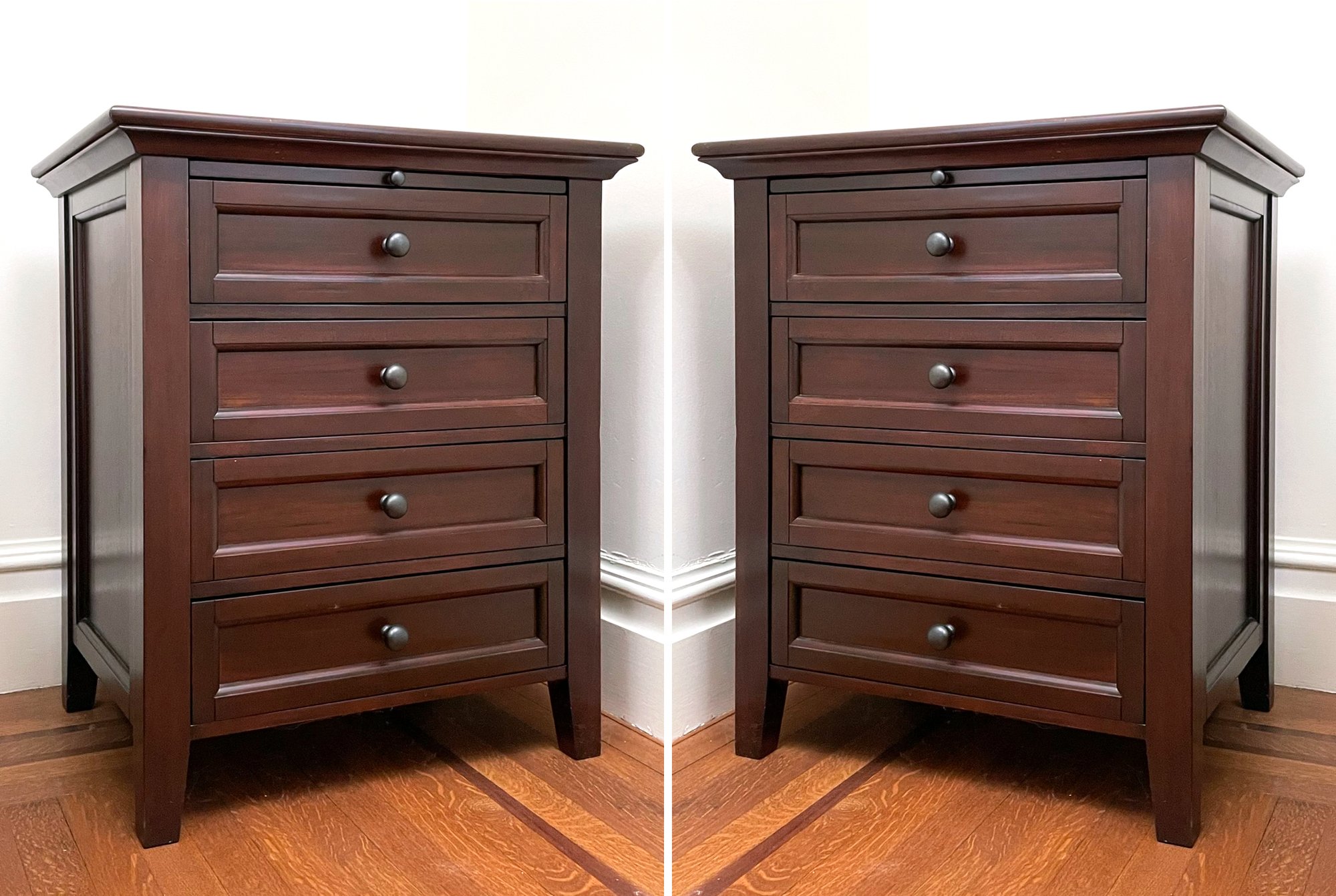Pair Of Pottery Barn Hudson Night Stands - Mahogany Finish #40700498 ...
