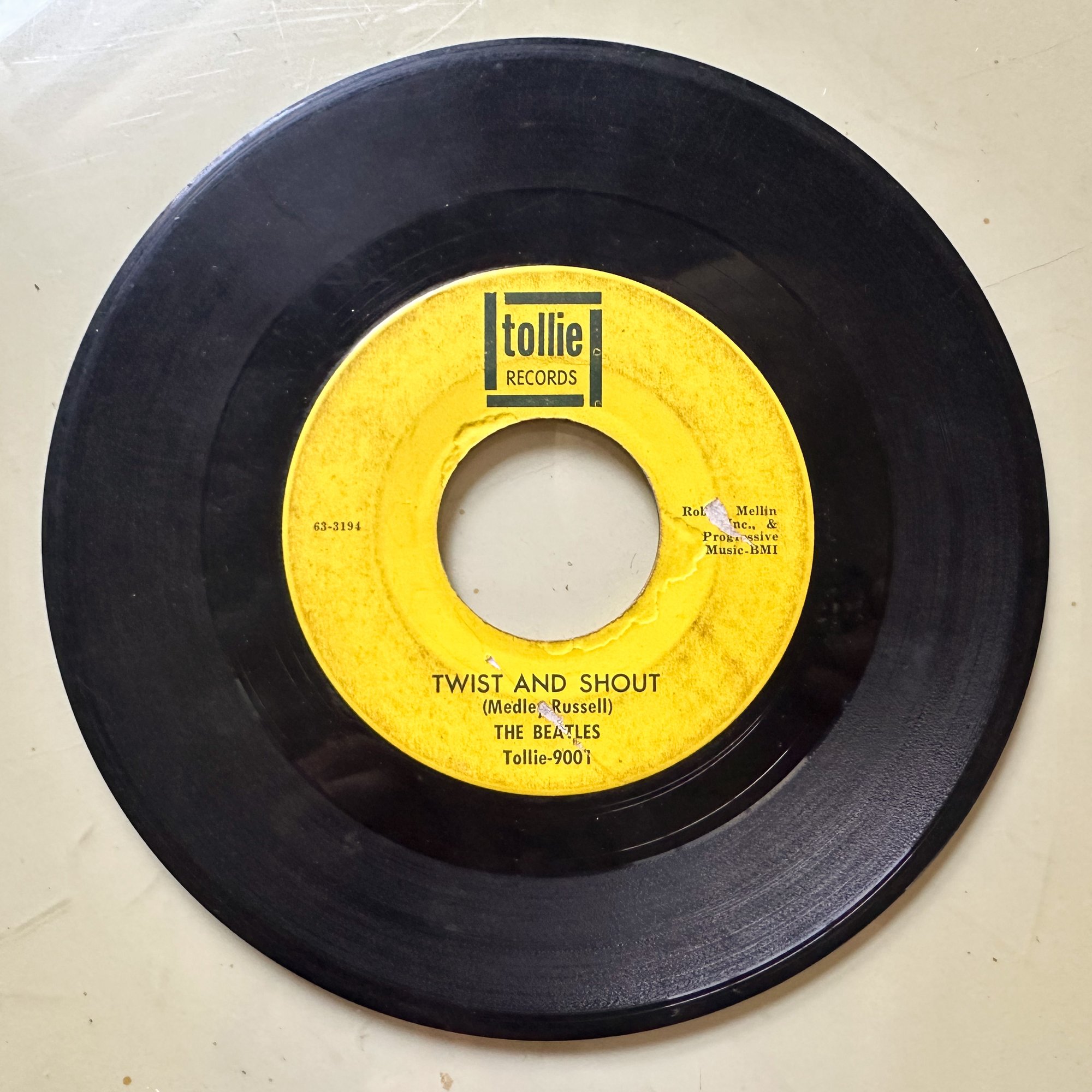 The Beatles Twist And Shout B-side There's A Place 45 Record, Tollie ...