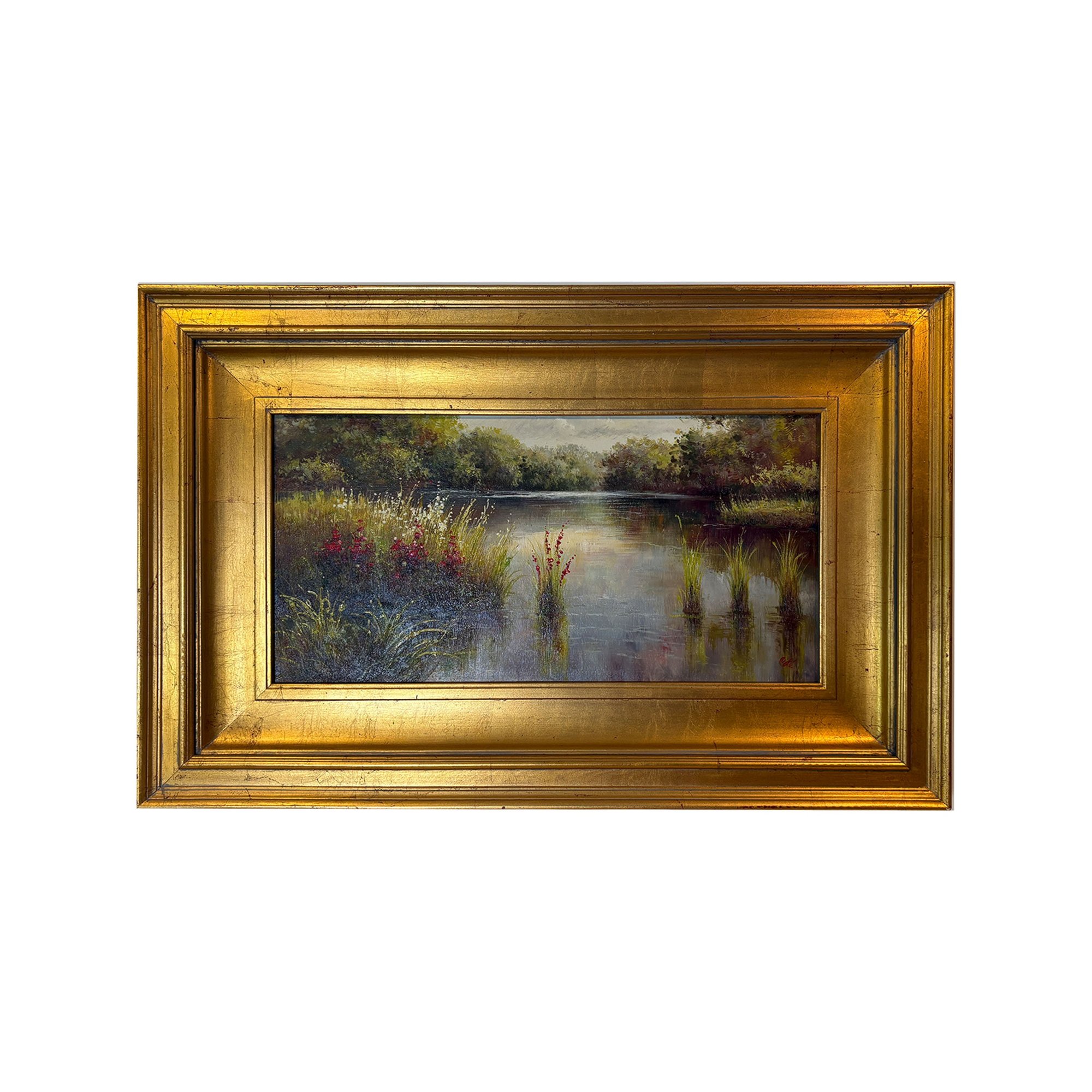Impressionist Landscape In Gilt Ogee Edge Frame - Artist Signed Cote ...