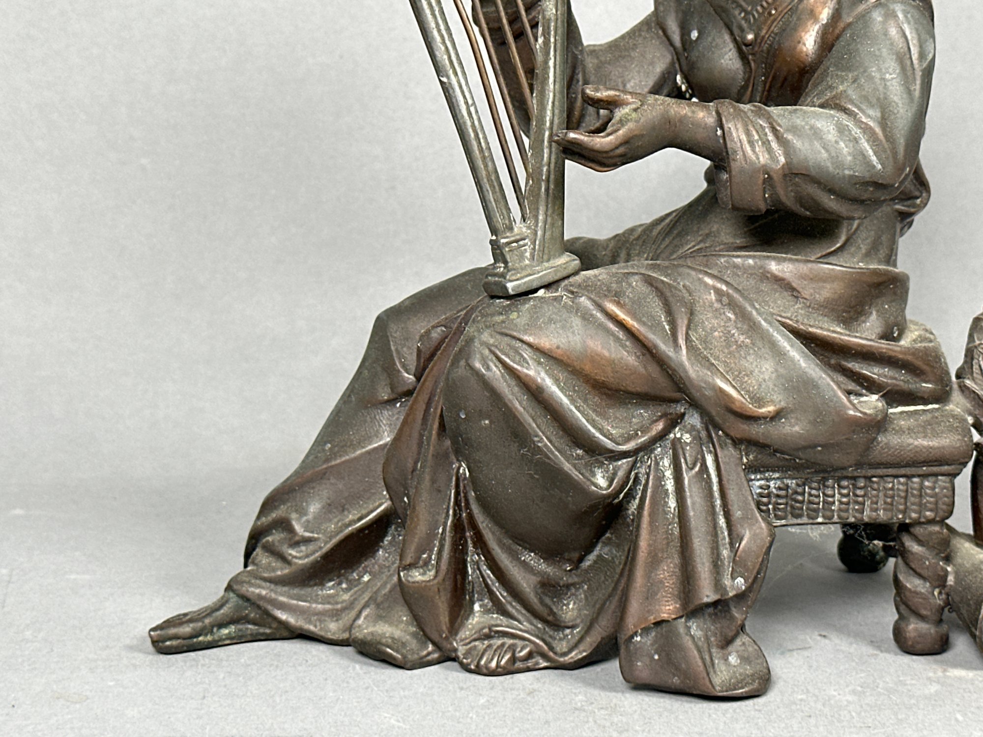 Vintage Bronze Victorian Female Harp Player Statue #40801087 ...
